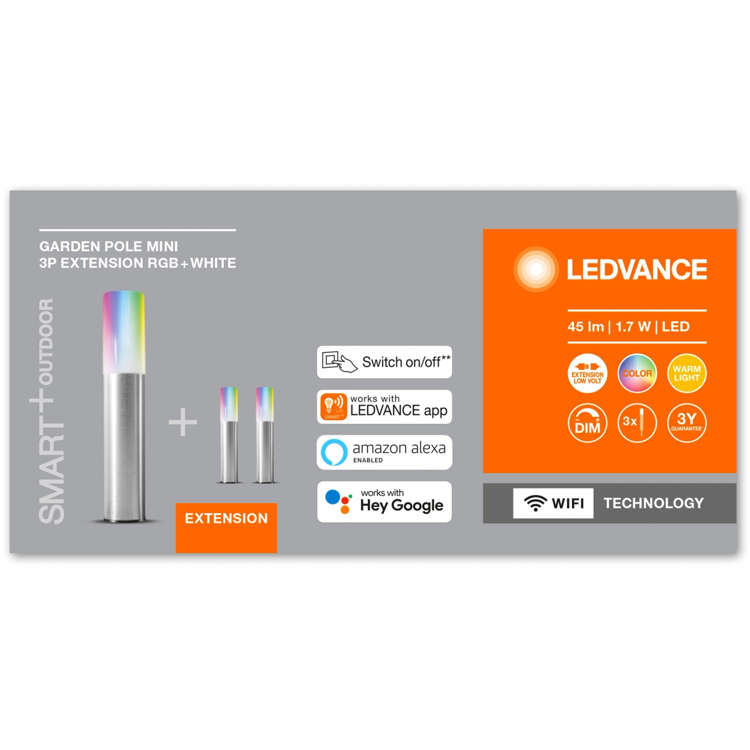 Ledvance LED-Außenleuchte Smart+ Garden Pole mini Erweiterung 3-flammig ...