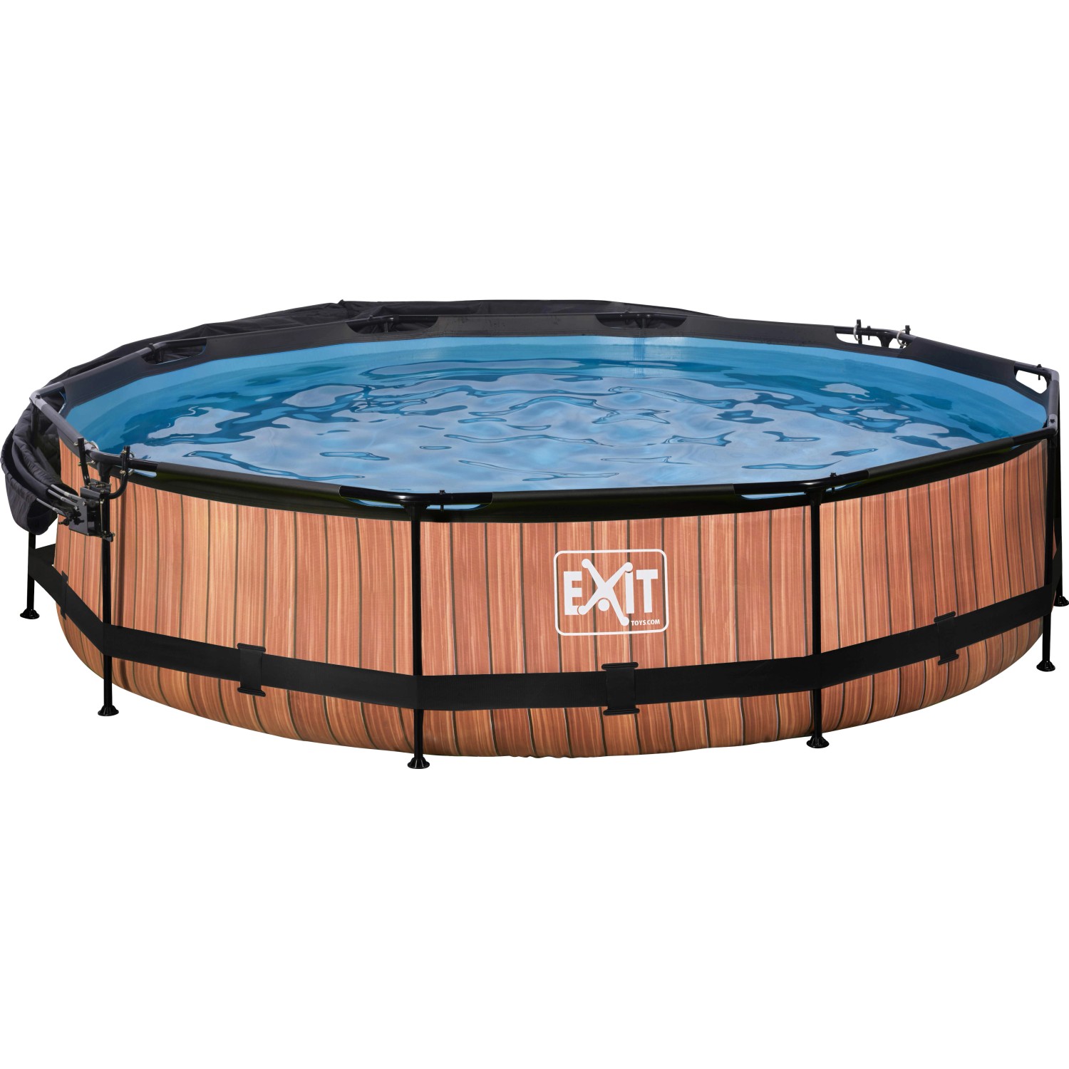 EXIT Wood Pool Braun ø 360 x 76 cm m. Filterpumpe u. Sonnensegel kaufen ...