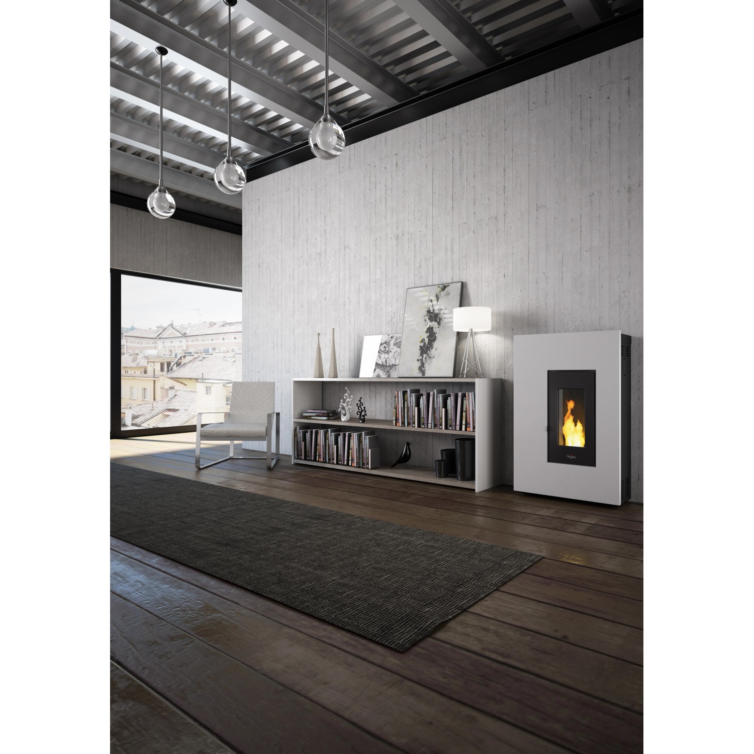 PEGASO Pelletofen Madison Stahl Weiß 5,3 kW mit Automatik kaufen bei OBI