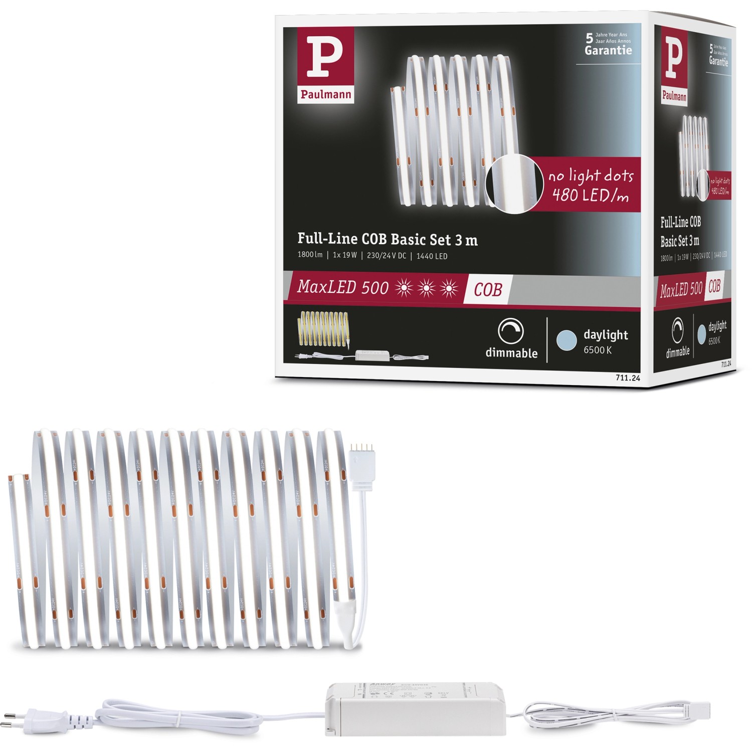 Paulmann LED-Strip Full-Line MaxLED 500 COB Basisset 19W 600lm 6500K ...