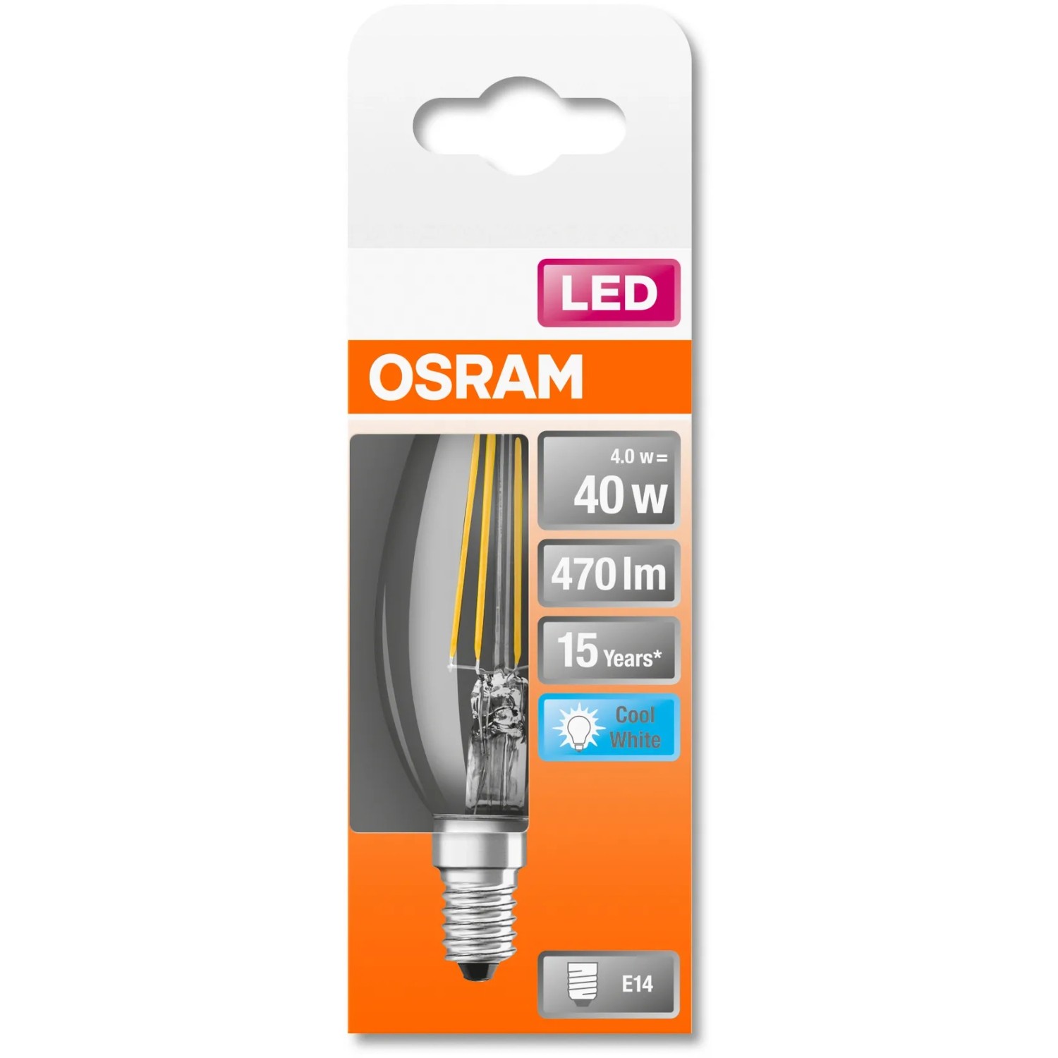 Osram LED-Leuchtmittel E14 Kerzenform 4 W Neutralweiß 470 lm 10 x 3,5 ...
