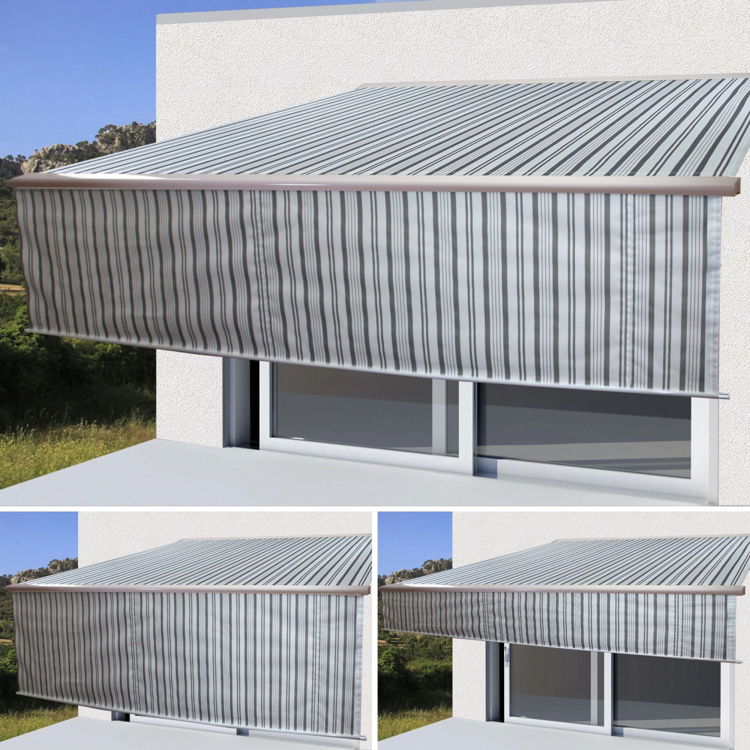 MCW Kassetten-Markise H124 Volant Ausfahrbar 5x3m Polyester Grau/Weiß kaufen bei OBI