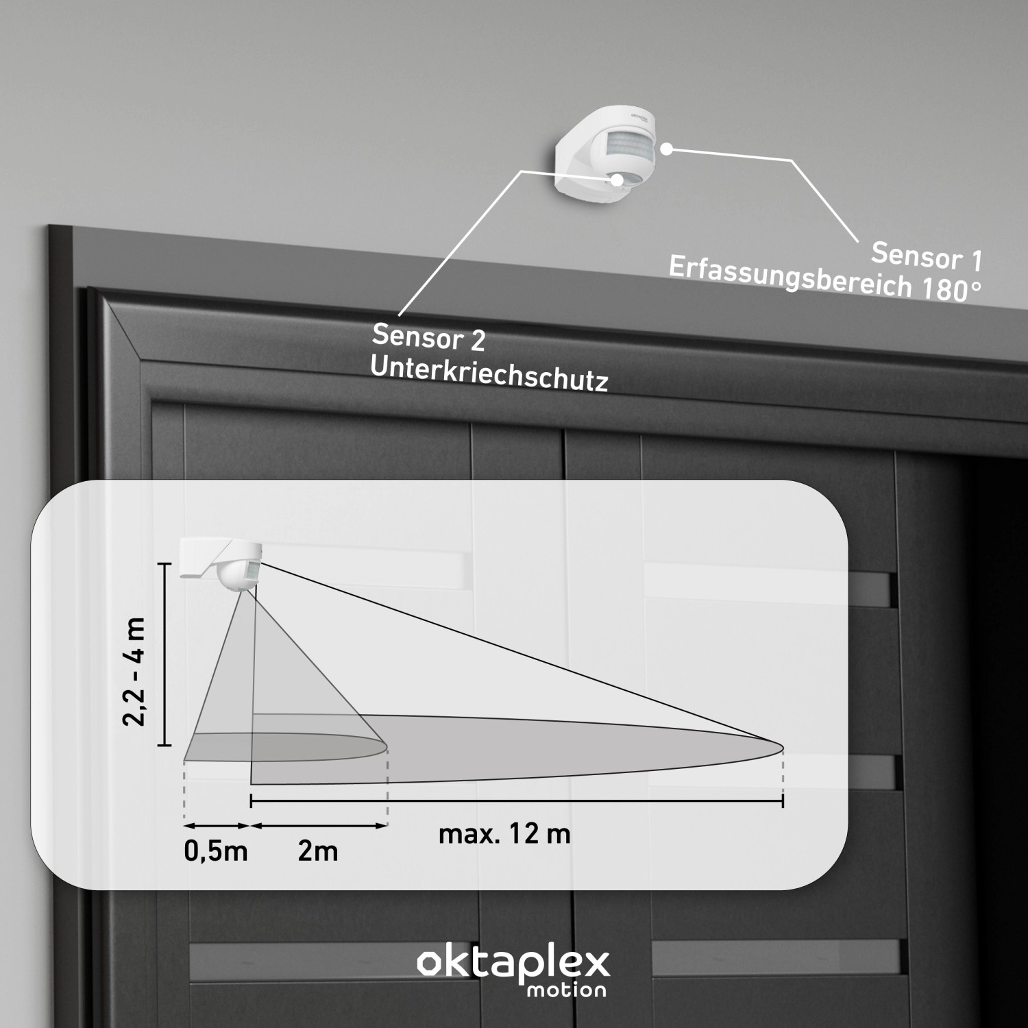 Oktaplex Lea Bewegungsmelder mit Unterkriechschutz 2er Set IP54 180 ...