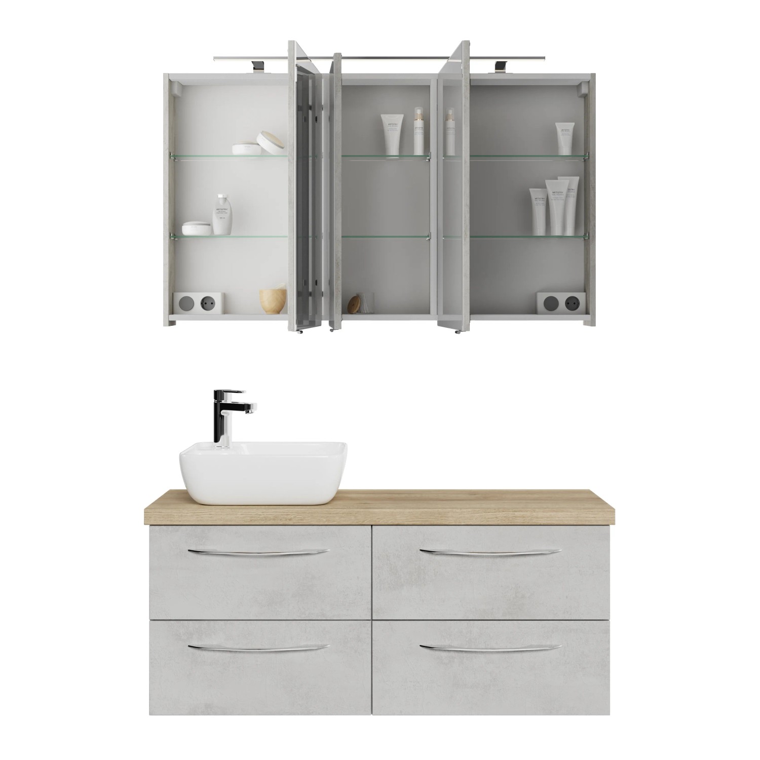 Pelipal Badmöbel-Set Serie 4035 Oxid Hellgrau Riviera Eiche mit ...
