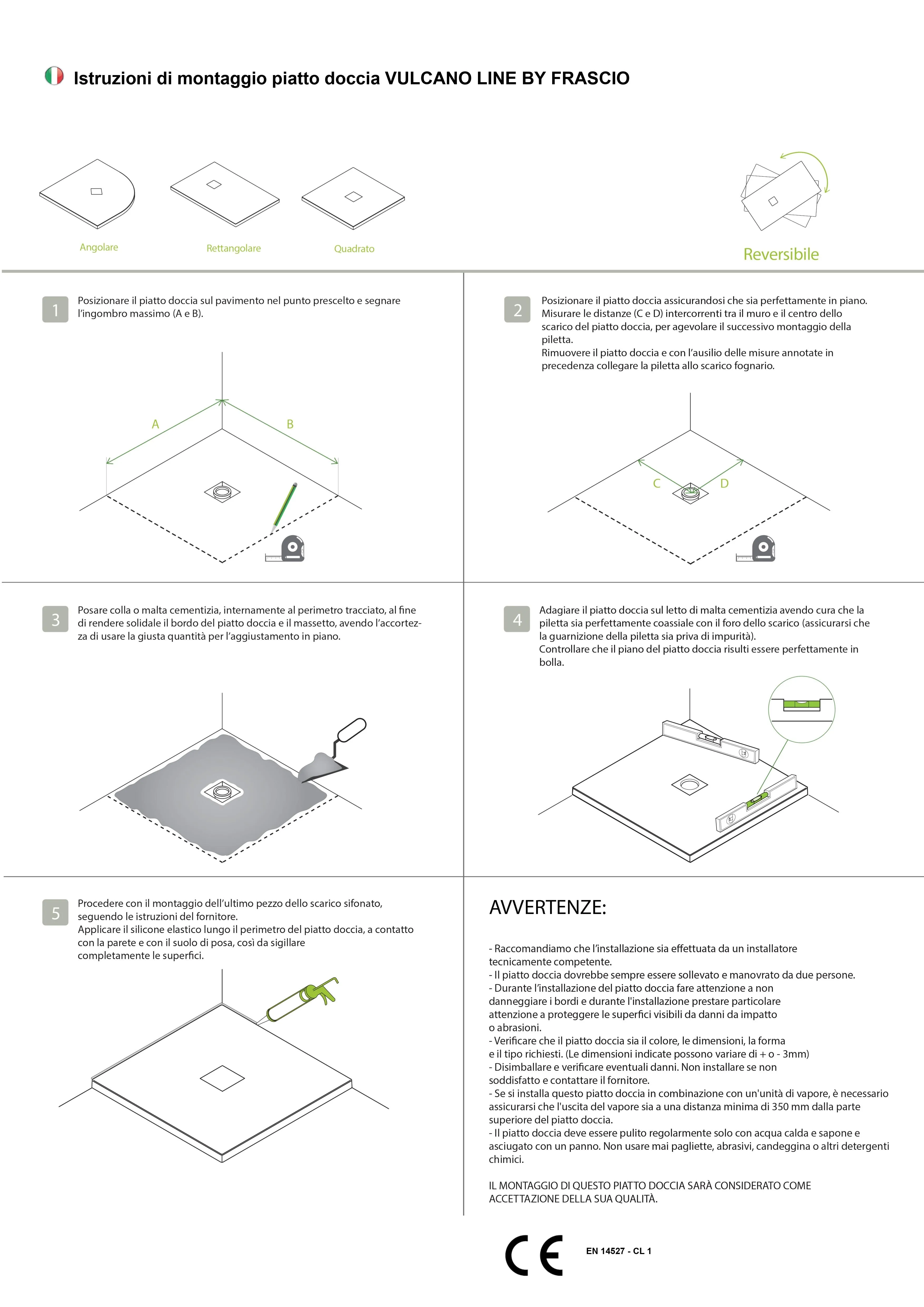 Frascio New Tecnology Duschwanne 80 x 180 cm Vulcano Line Weiß mit ...