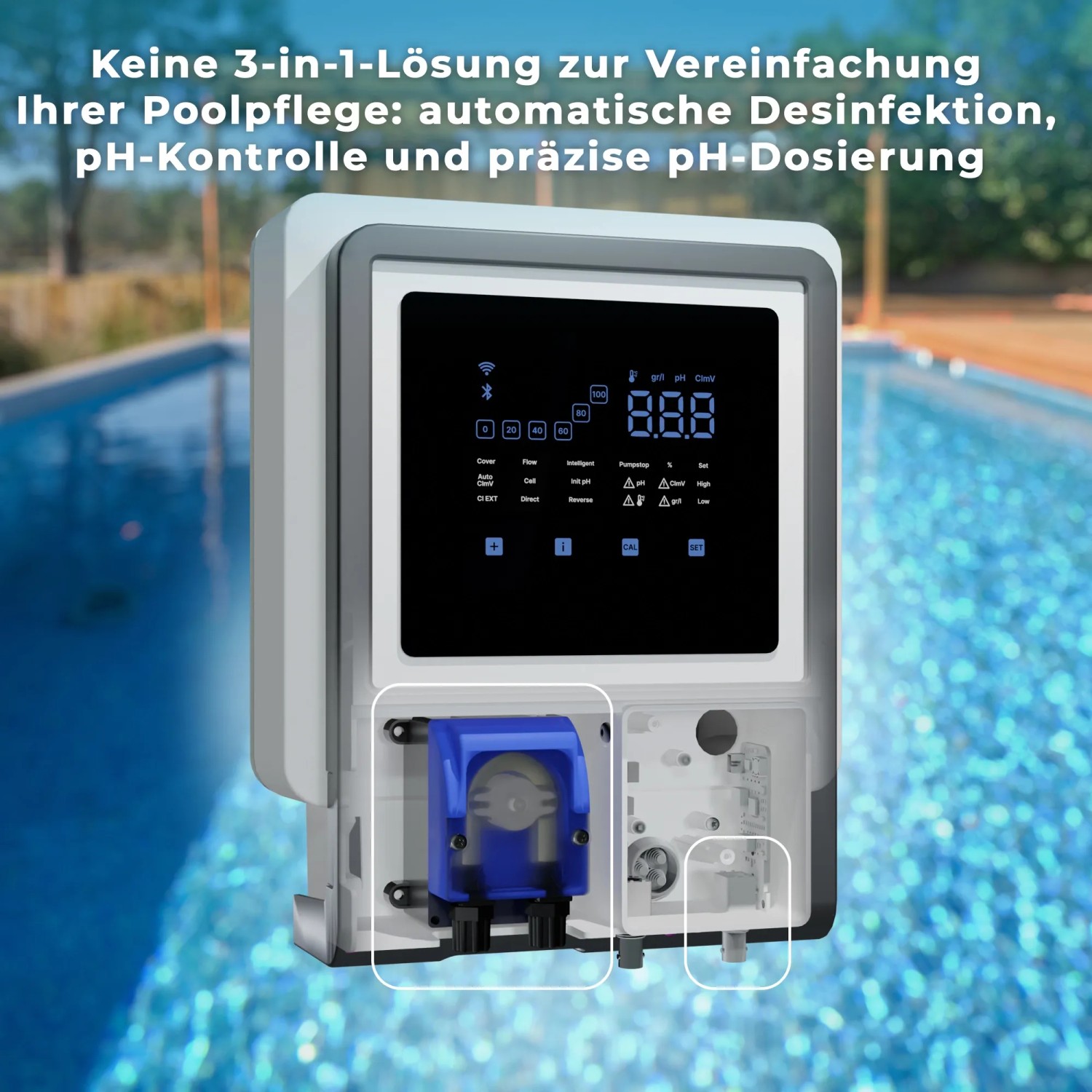 Gre 3 in 1 Salzelektrolyseanlage für Pools bis zu 40 m³ Grau