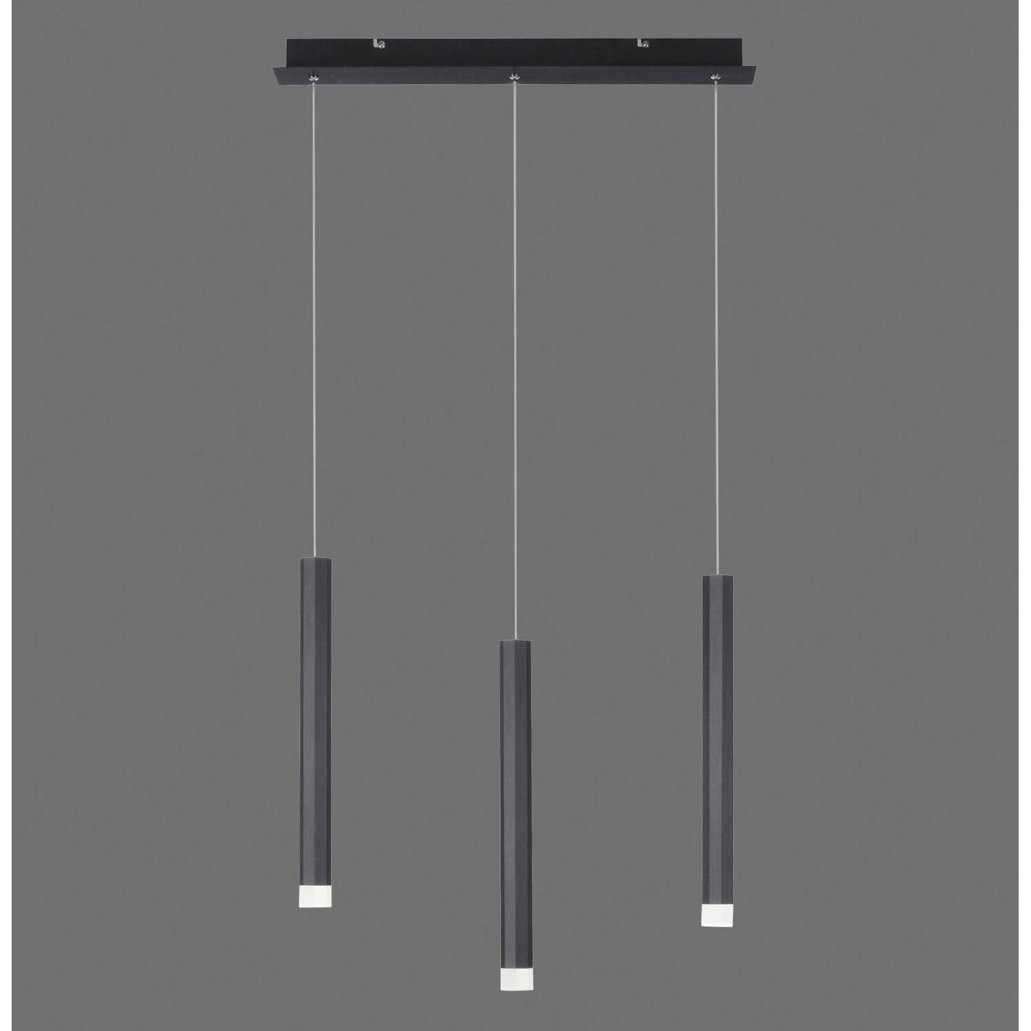 Just Light. LED-Pendelleuchte Bruno 3-flammig Schwarz 55 x 120 cm ...