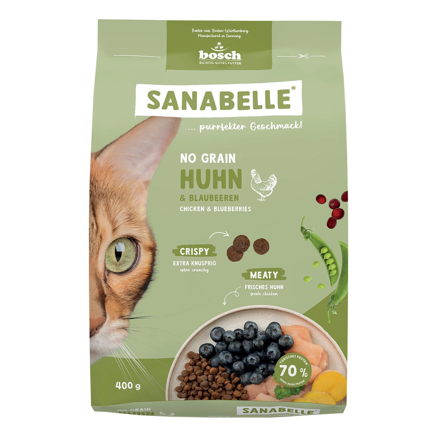 Sanabelle Katzen-Trockenfutter No Grain Huhn & Blaubeeren 400 g kaufen ...