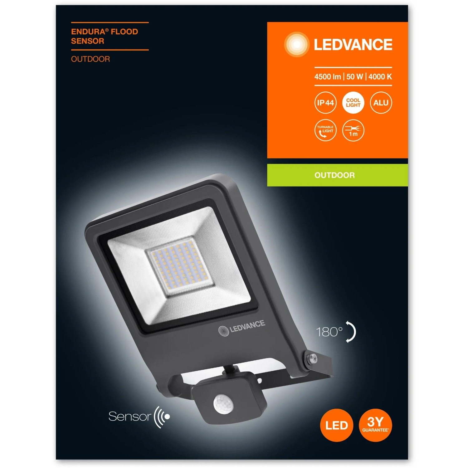 LEDVANCE LED Flutlicht Endura Flood mit Sensor 50 W 4000 K Dunkelgrau ...