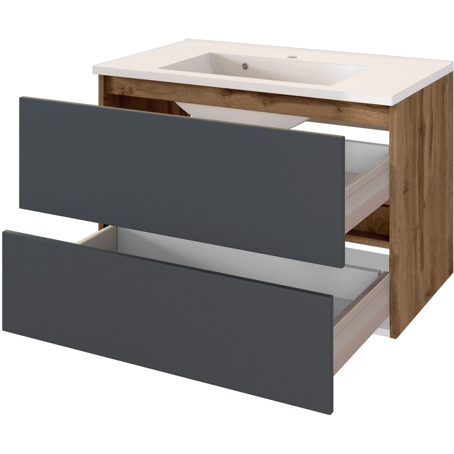 Held Möbel 2-tlg. Waschtisch-Set Bari 80 cm matt Grau-Wotaneiche kaufen ...