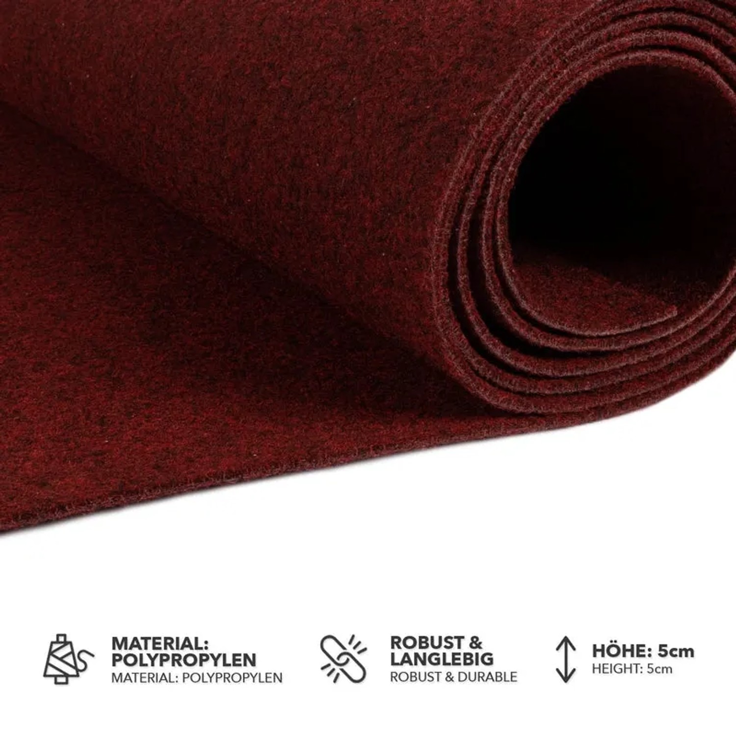 KARAT Individuell Zuschneidbarer Eventteppich Turbo Rot 200 x 1150 cm ...