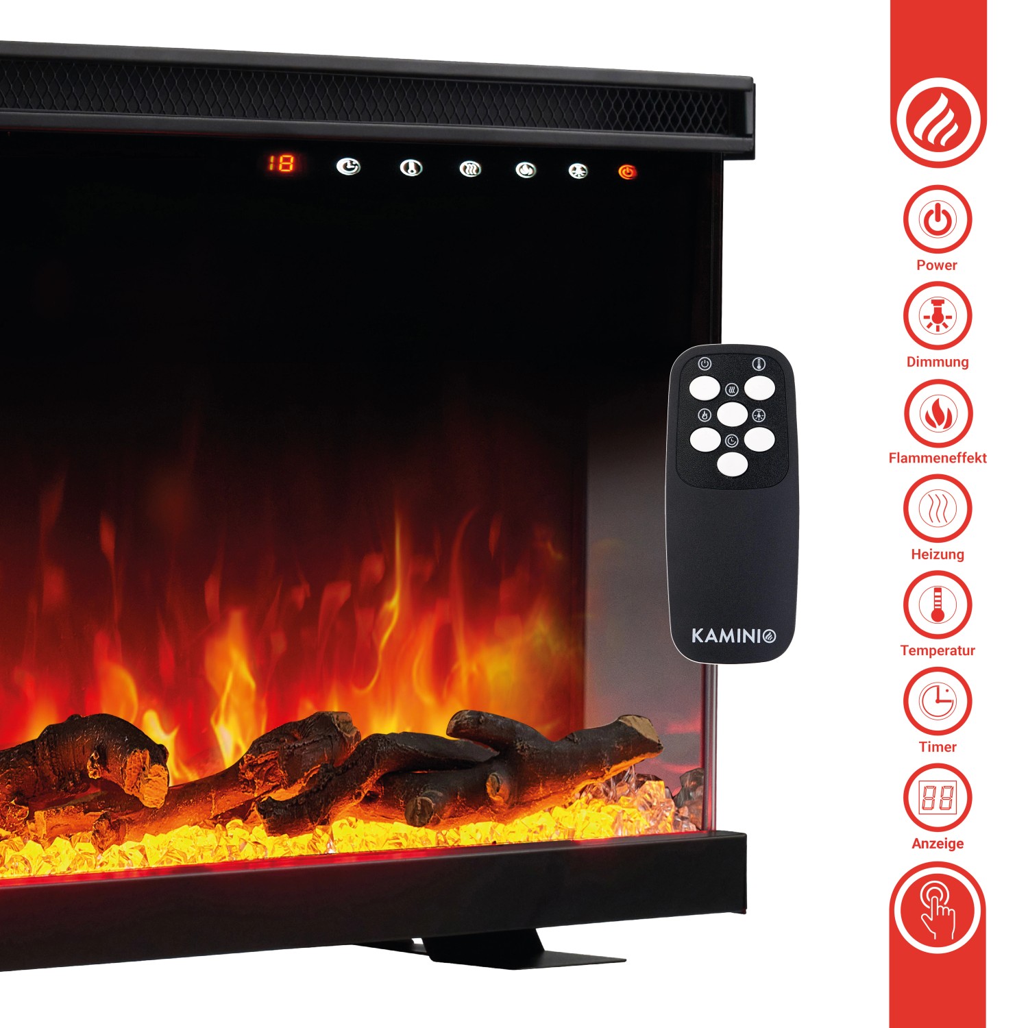 Kaminio Elektrokamin LEA 3in1 Kamin Panorama Heizung 3D-Effekt 12 ...