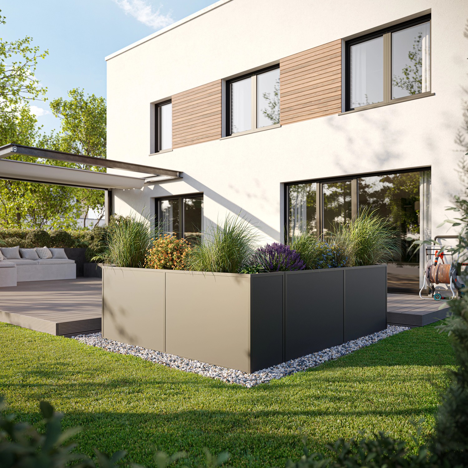 KGT Aluminium-Hochbeet 210 45er Tiefe Profilsystem Anthrazit-Grau 2,05 ...