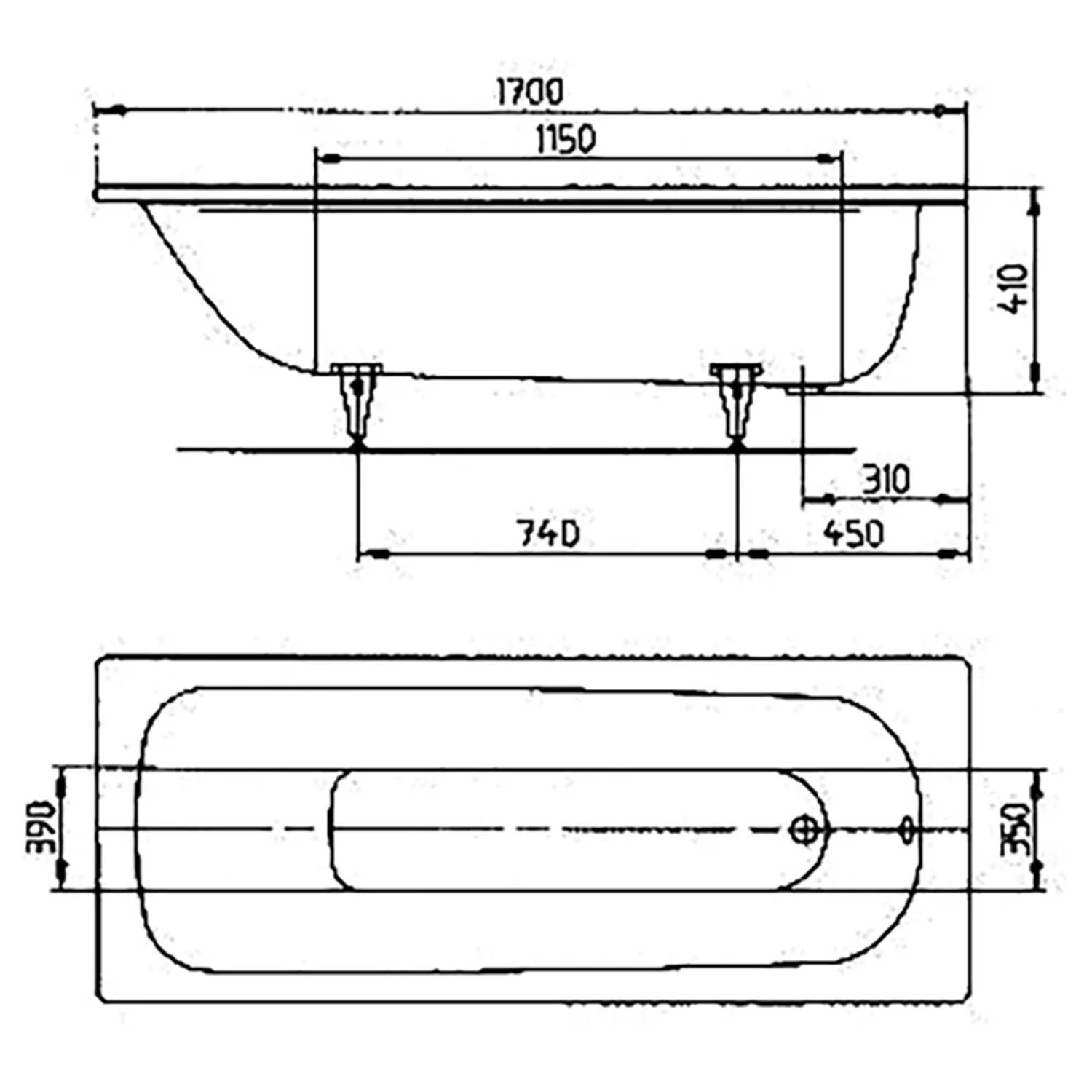 Kaldewei Rechteck-Badewanne Saniform Plus 170 cm x 70 cm Weiß kaufen ...