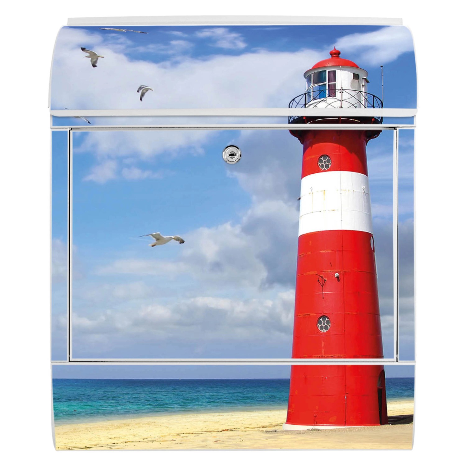 Banjado Design Briefkasten Weiß Pulverbeschichtet, 39x47x14cm, 2 Schlüssel, Mit Zeitungsfach ...