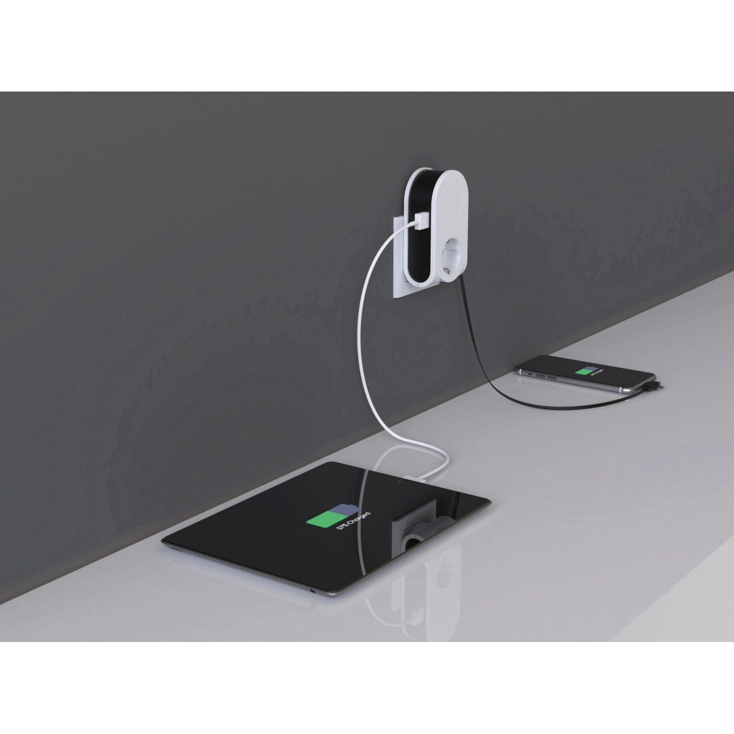 Dual USB-Ladegerät Netzteil Weiß-Grau 110 mm x 78 mm kaufen bei OBI