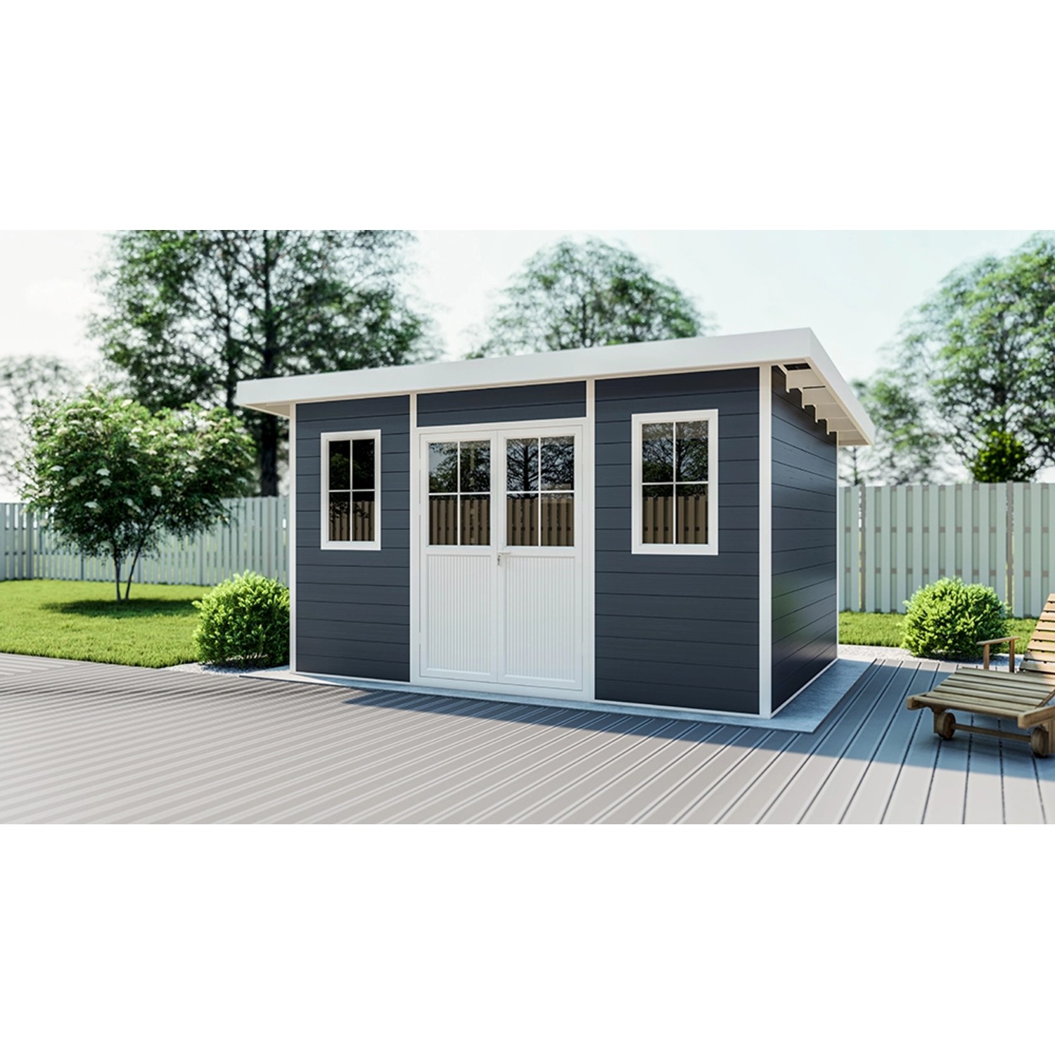 Elephant WPC Gartenhaus mit Flachdach Anthrazit L kaufen bei OBI