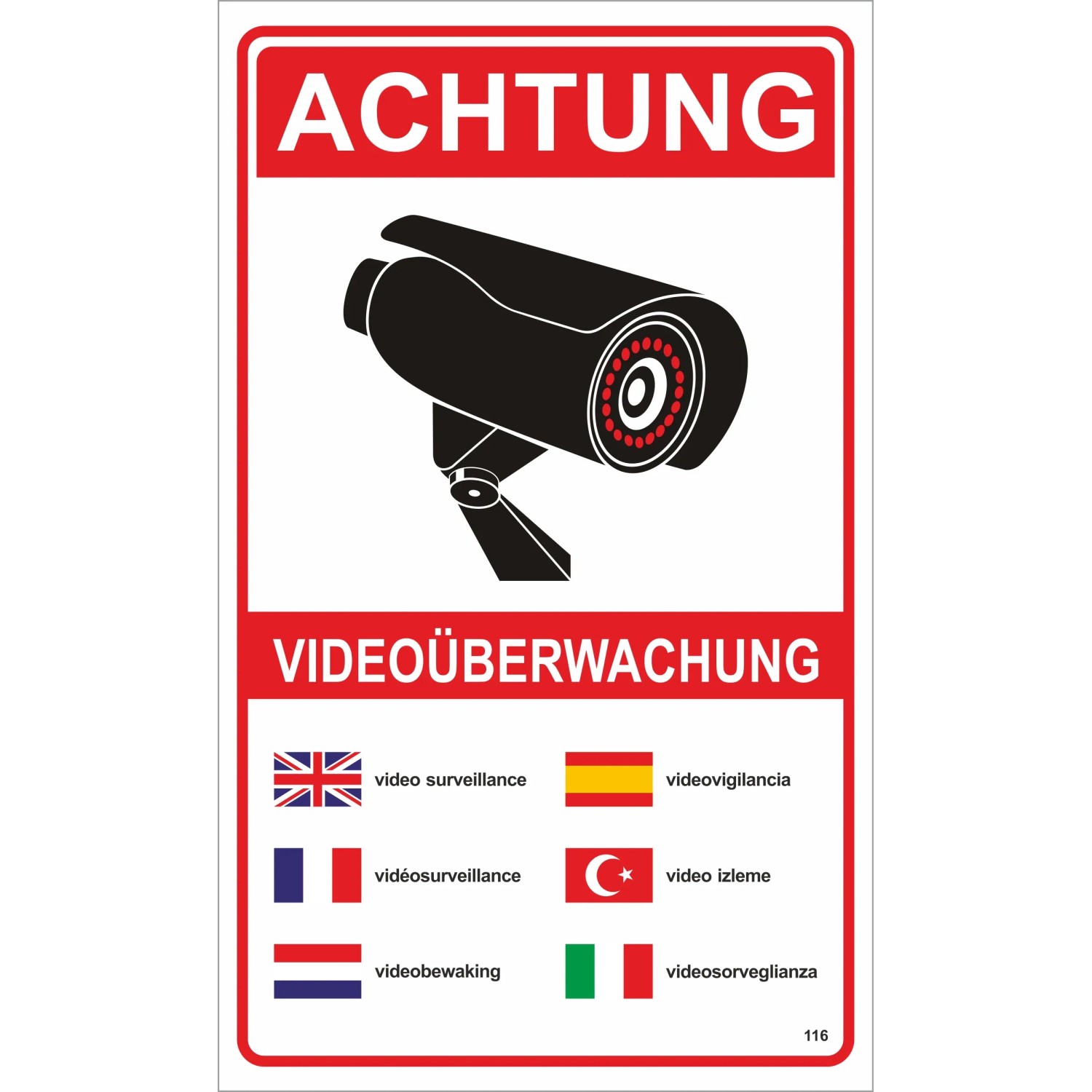 Warn- und Hinweissschild "Achtung Videoüberwachung" 25 cm x 15 cm PST ...
