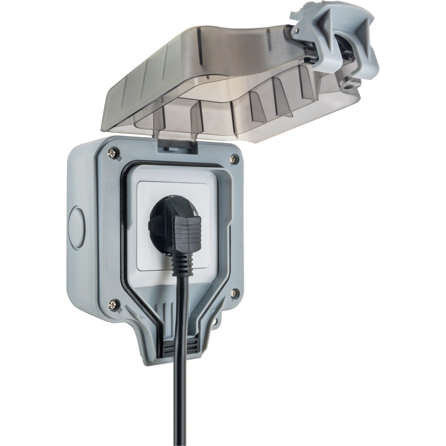 Schwaiger Aufputz-Außensteckdose IP 66 1-fach Hell Grau kaufen bei OBI