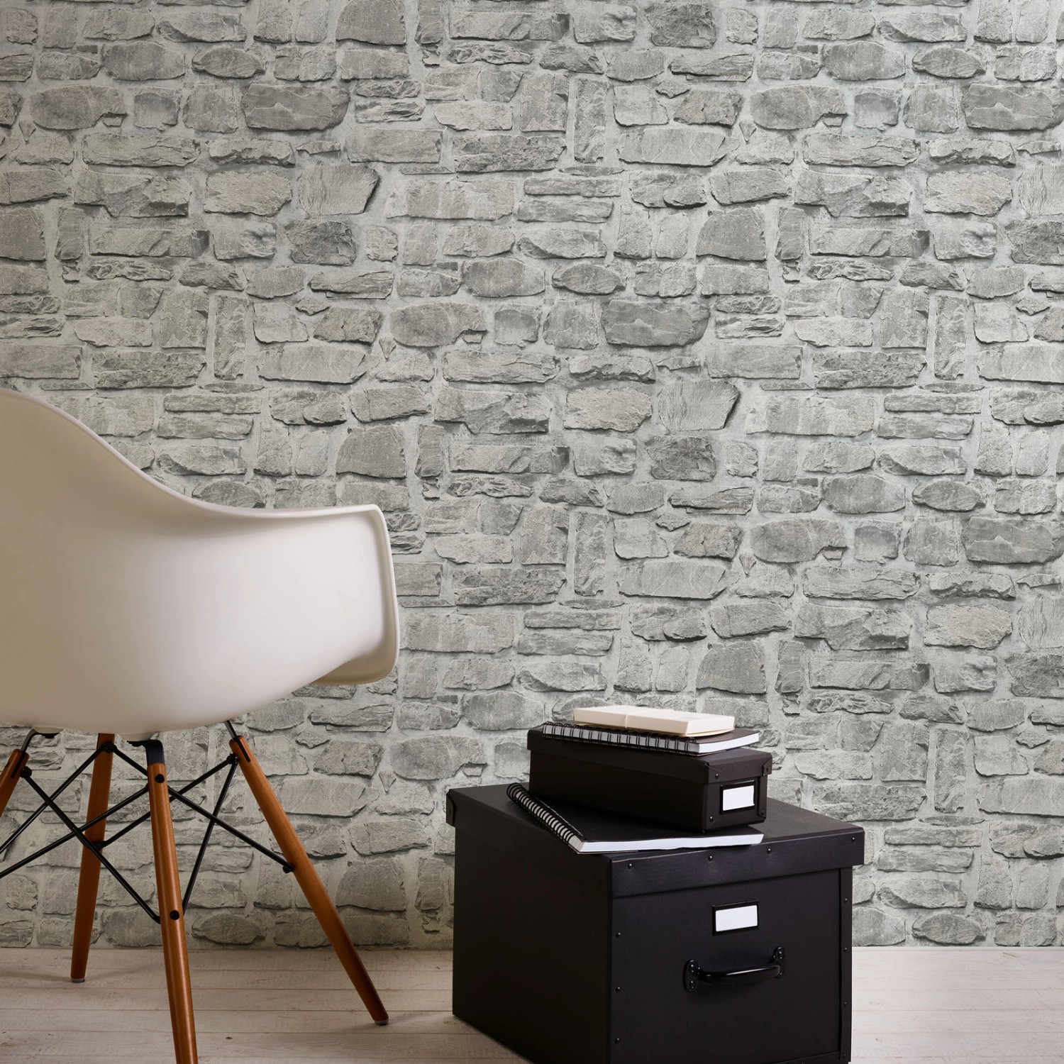 Bricoflor Hellgraue Tapete in Steinoptik Naturstein Mauertapete als ...