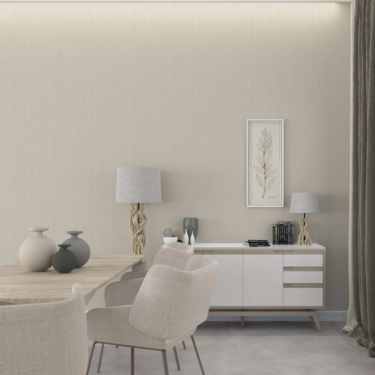 Marburg Vliestapete Uni Feine Linien Modern 10,05 m x 0,53 m Beige ...