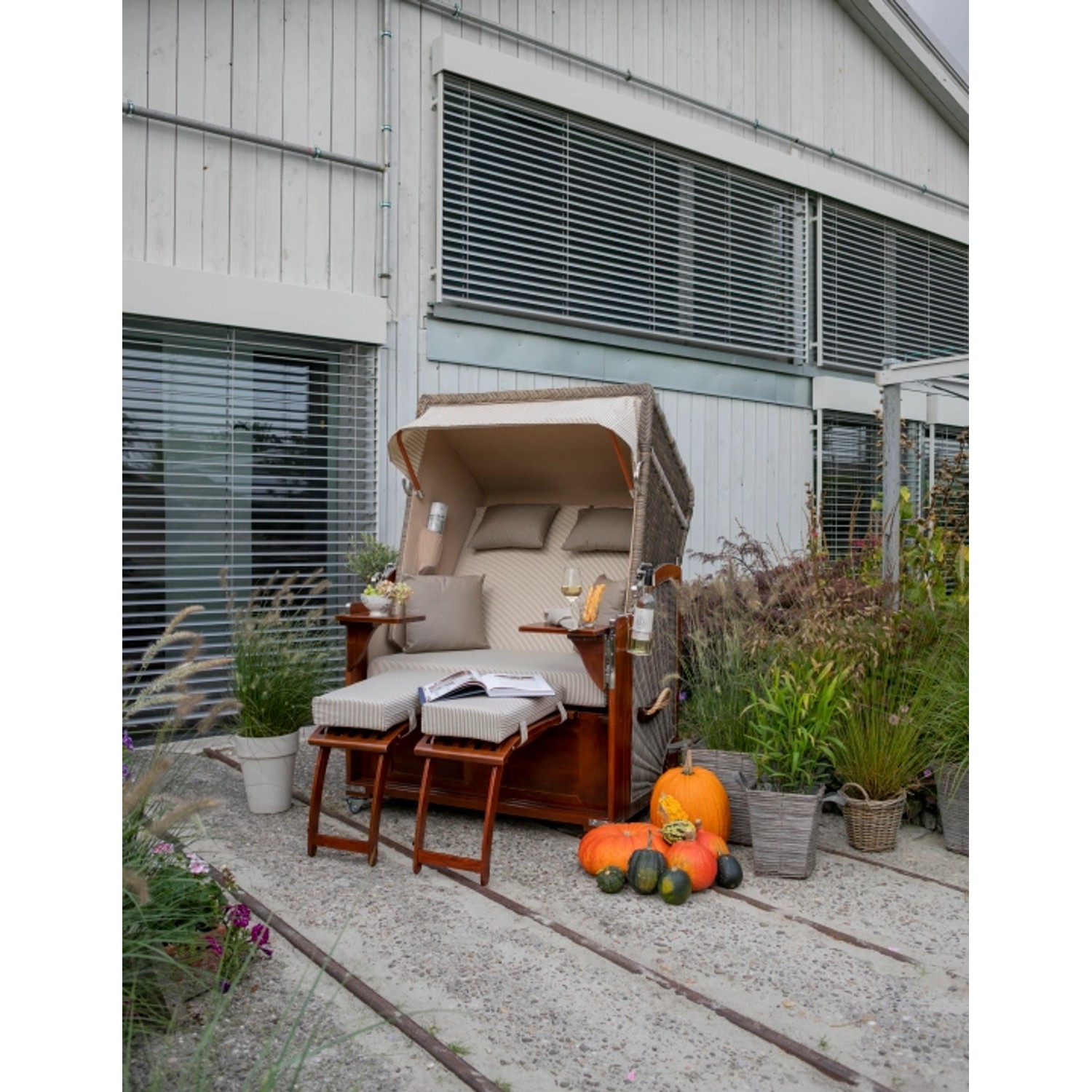 GarWoh Strandkorb Nordstrand Mahagoni PE Grey Dessin 520 kaufen bei OBI