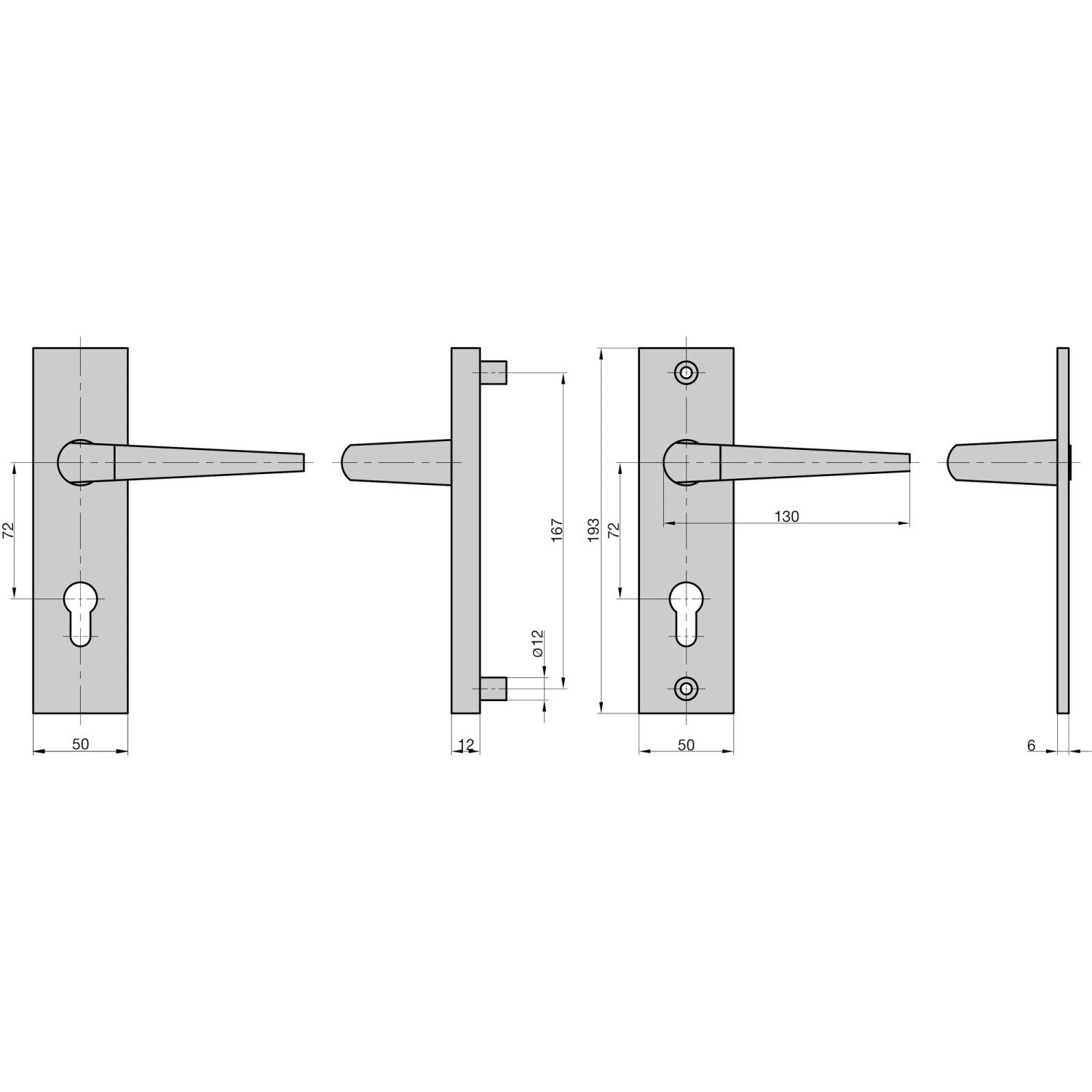 Basi - ES0 - Vollmaterial-Schutzbeschlag - Alu F1 - Drücker-Garnitur ...