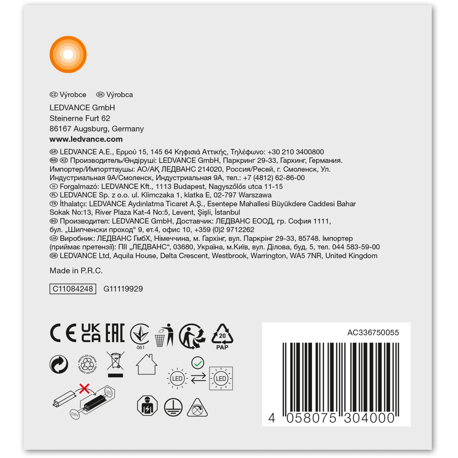 Ledvance LED-Feuchtraumleuchte Submarine 7,5 cm x 10,5 cm x 126,1 cm ...