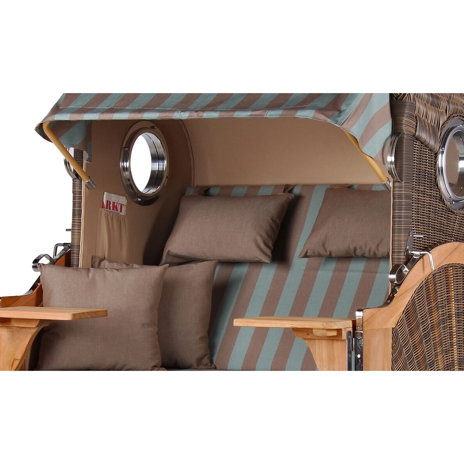 bene living Strandkorb Komplettset Ammersee Teak Bullauge PE Grau ...