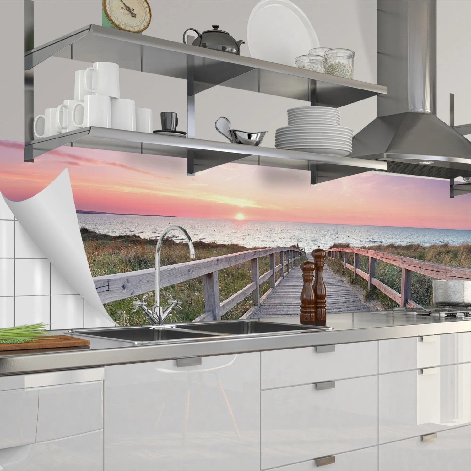 mySPOTTi Spritzschutz Küche Ostseestrand selbstklebend 280 x 60 cm ...