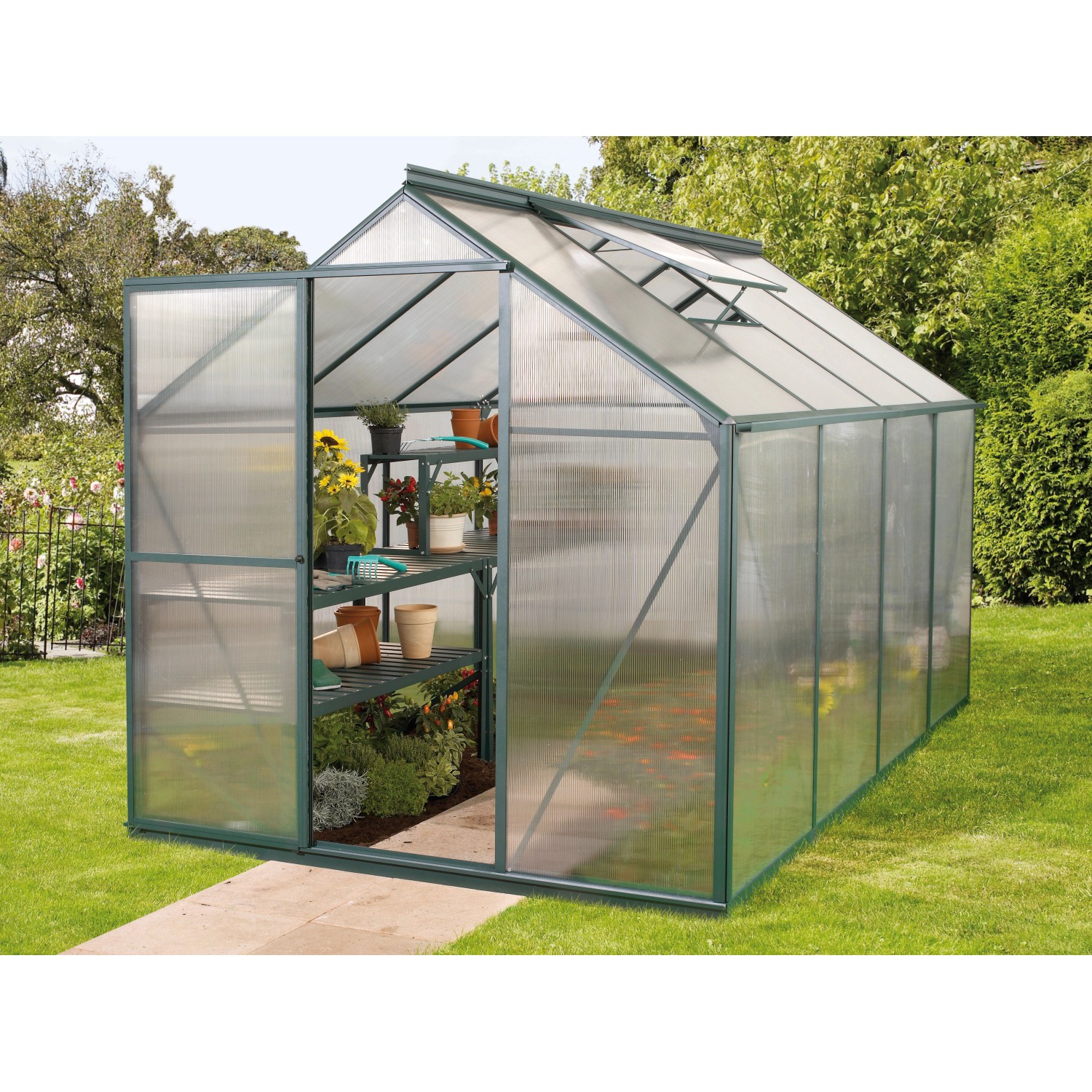Gewächshaus Triton 5000 HKP 6 mm Dunkelgrün inkl. Fundament kaufen bei OBI