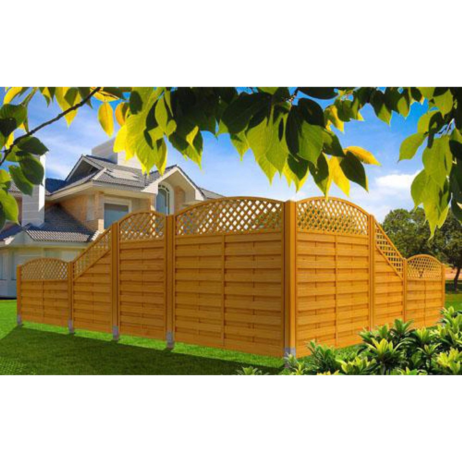 Andrewex Sichtschutzzaun Element Bordeaux Pinienfarben 180/195 cm x 180 ...