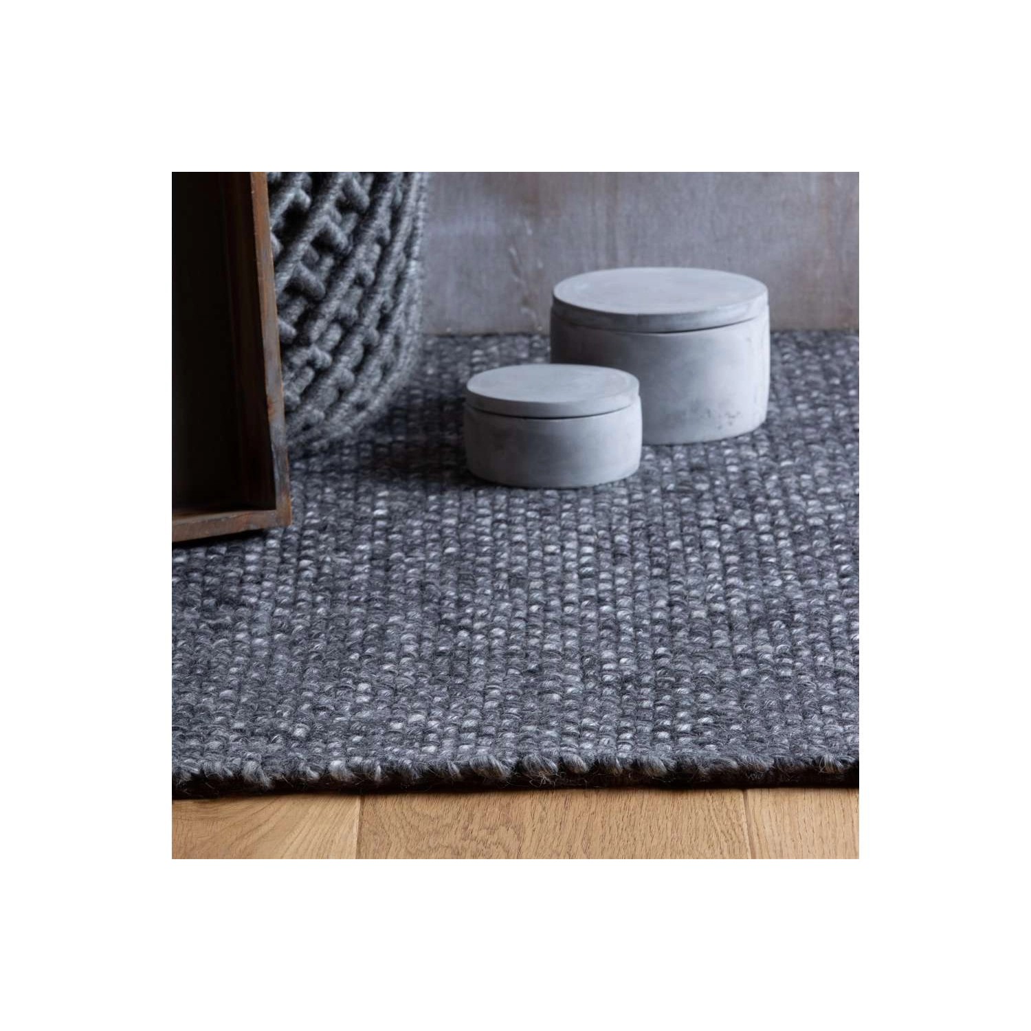 MeGusta Kurzflor Teppich Uni Modern Anthrazit Wolle 120x170 cm Clara ...