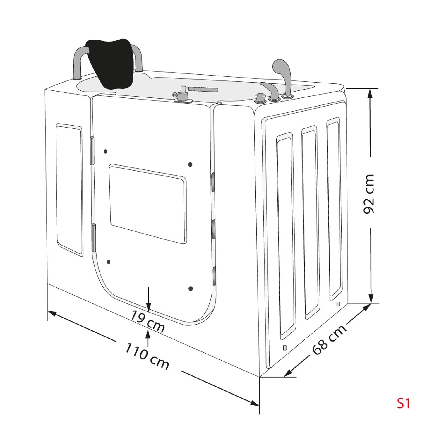 AquaVapore Sitzbadewanne Senioren Wanne Sitzwanne mit Tür S08-A-L ...