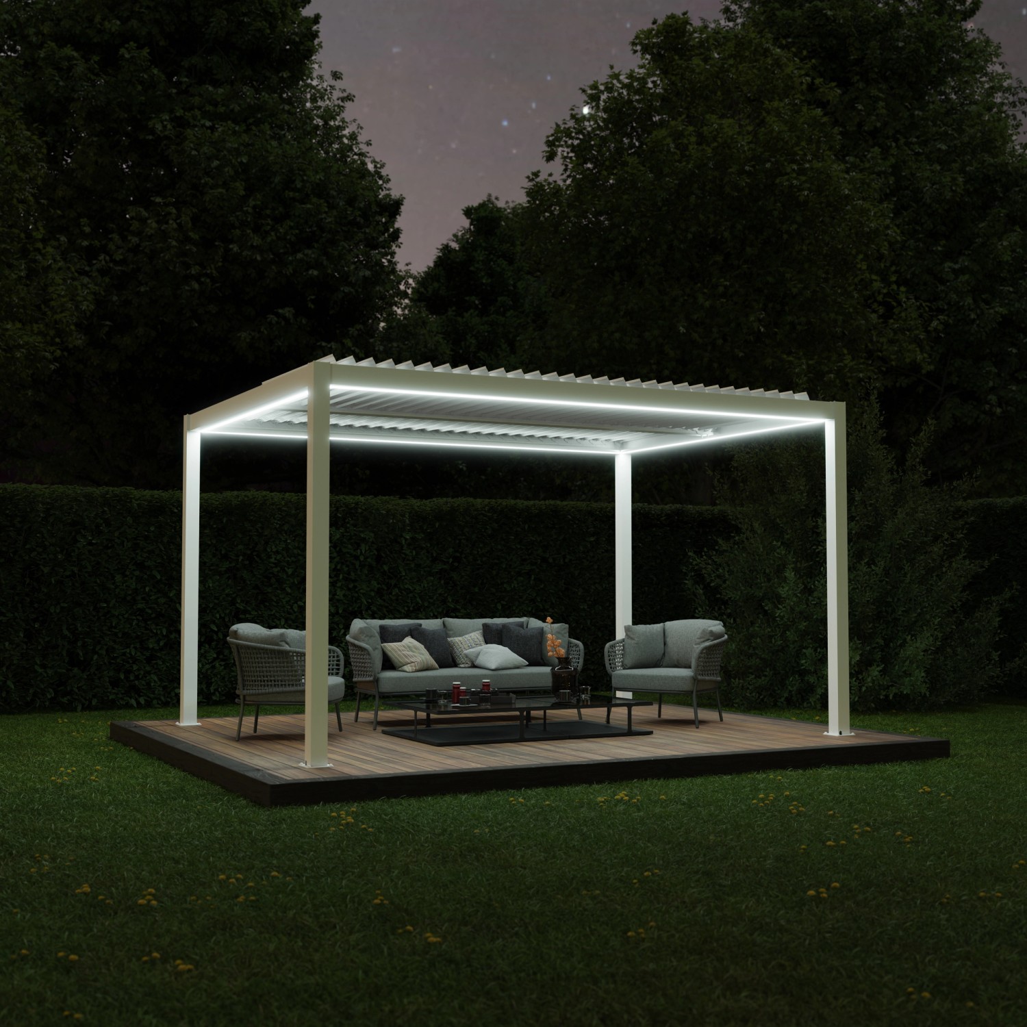 Ximax Pergola Shade Aluminium Elektrisch 300 cm x 400 cm Weiß mit ...