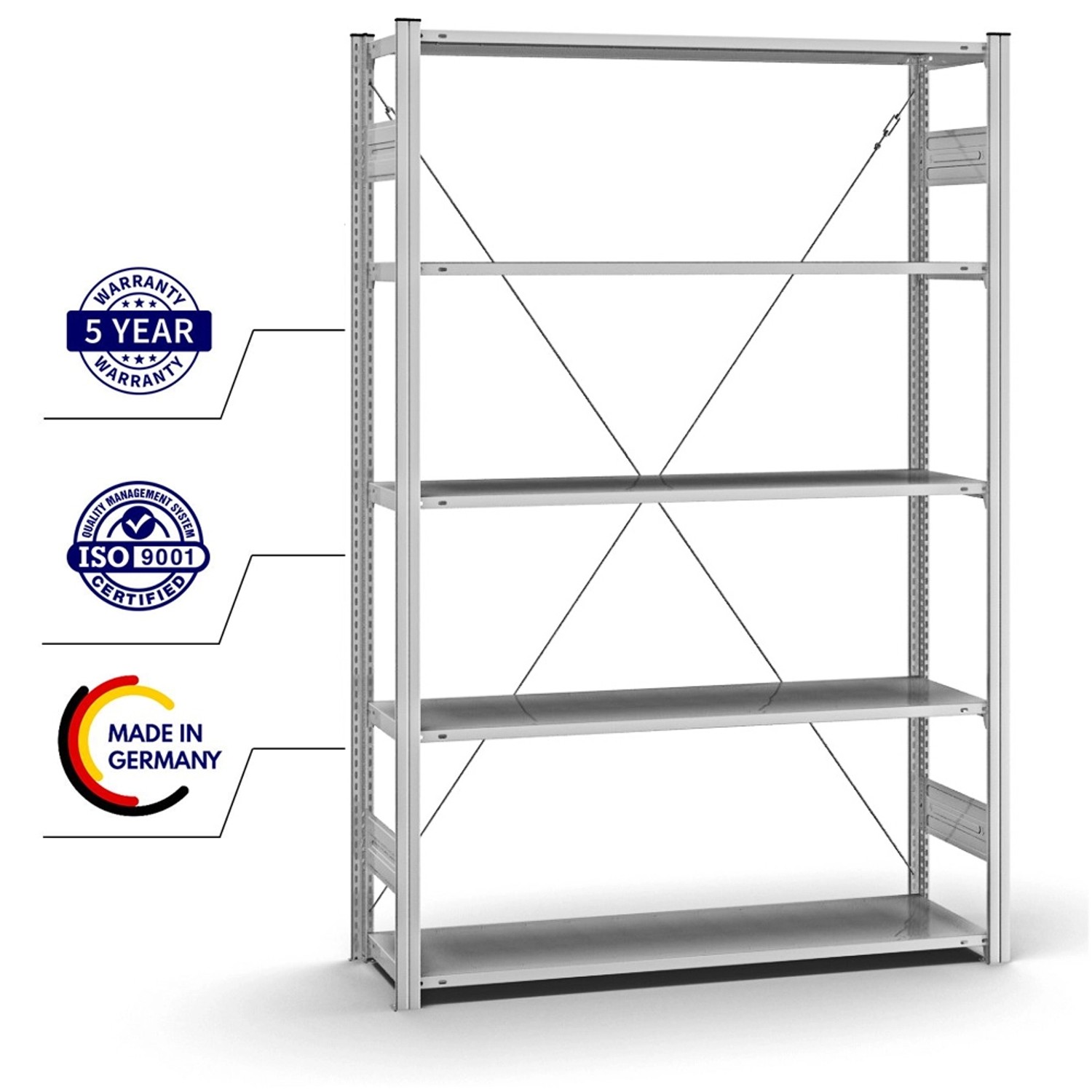 PROREGAL Profi Lagerregal Stecksystem T-Profil Grundregal HxBxT 200 x ...