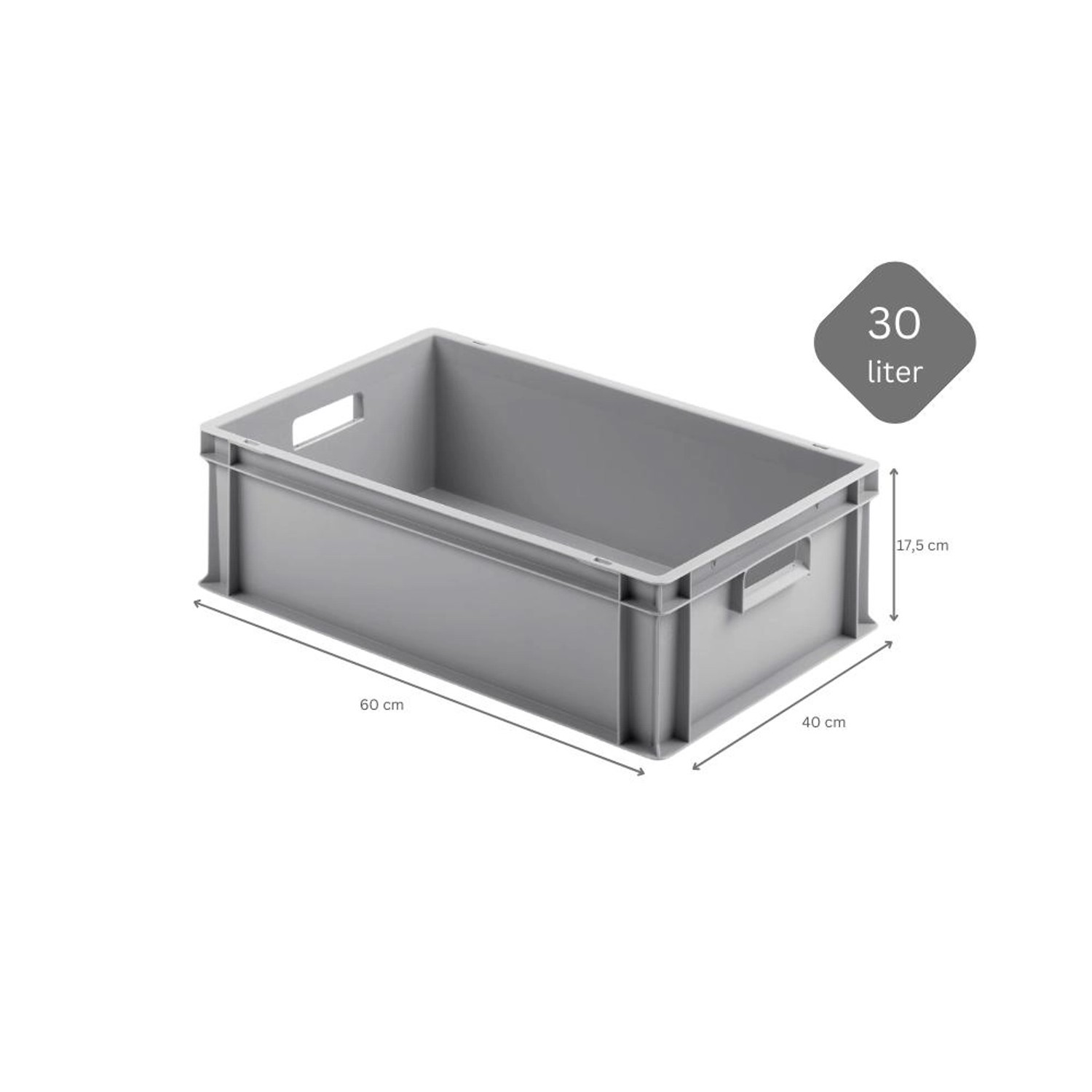 Eurobehälter Mit Offenem Griff HxBxT 17,5 x 40 x 60 cm 30 Liter Grau ...