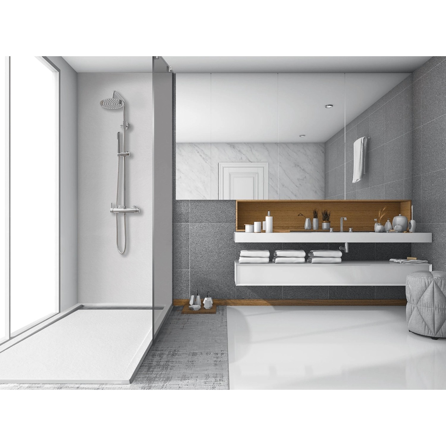 Frascio New Tecnology Duschwanne 90X165 cm mit Seitlicher Gitterlinie ...