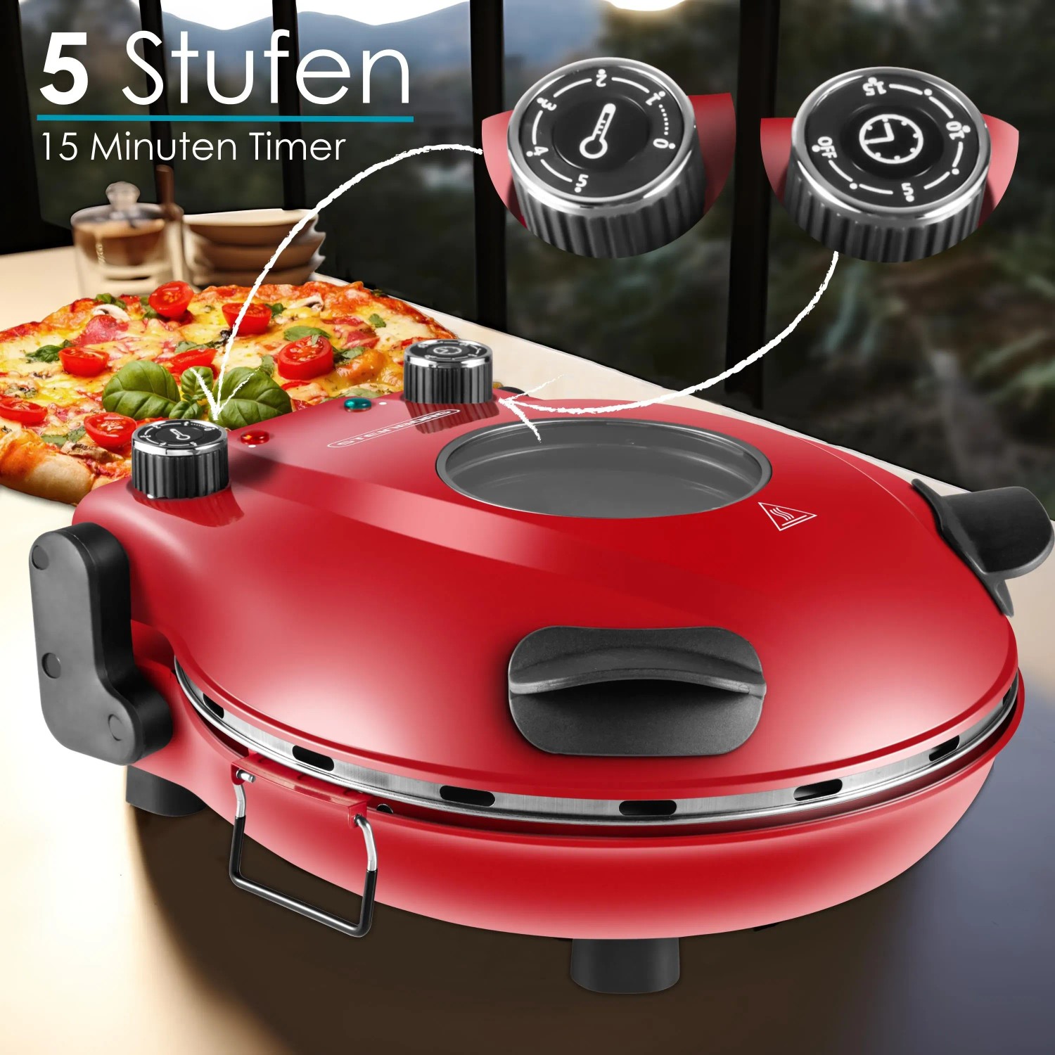 Steinborg SB-3140 Pizzaofen Elektrisch 32 cm mit Pizzastein Timer 5 ...