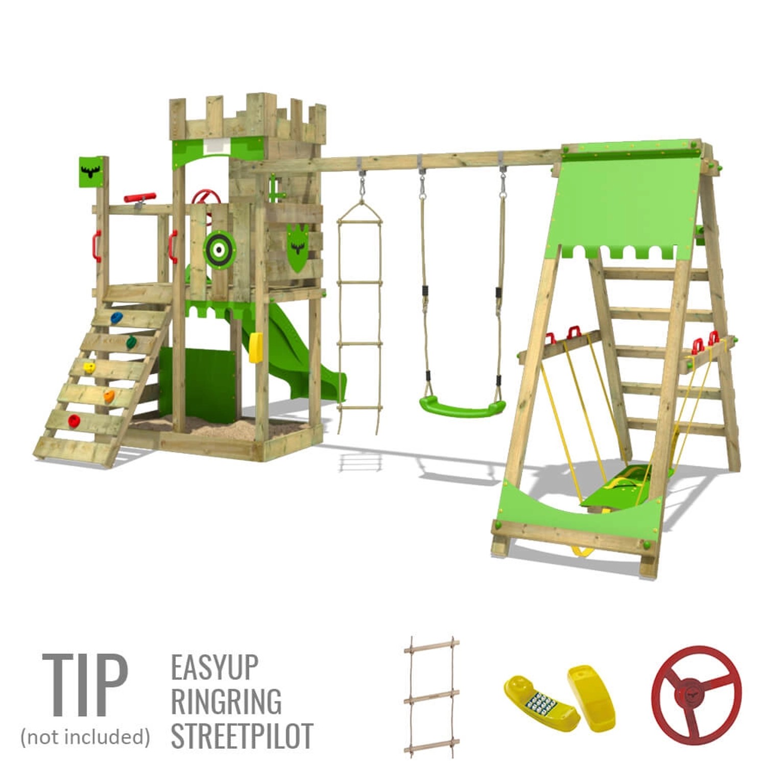 Fatmoose Spielturm BoldBaron Surfswing mit Rutsche Apfelgrün kaufen bei OBI