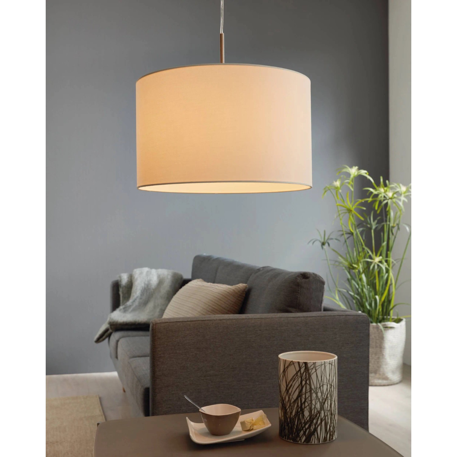 Eglo Hängeleuchte Pasteri 1-flammig Weiß-Nickel matt Ø 380mm E27 60W ...