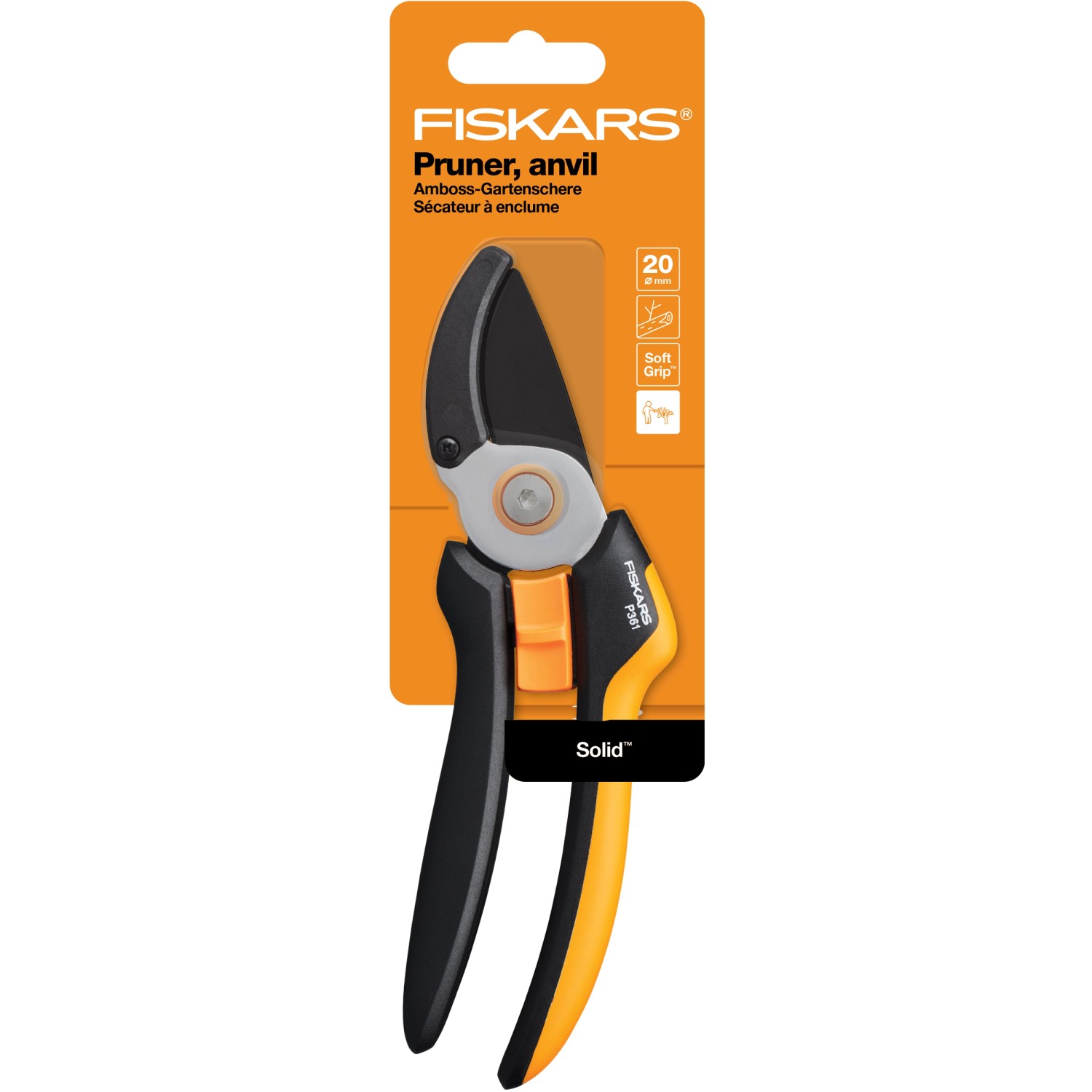 Fiskars Amboss-Gartenschere P361 Solid Orange-Schwarz kaufen bei OBI