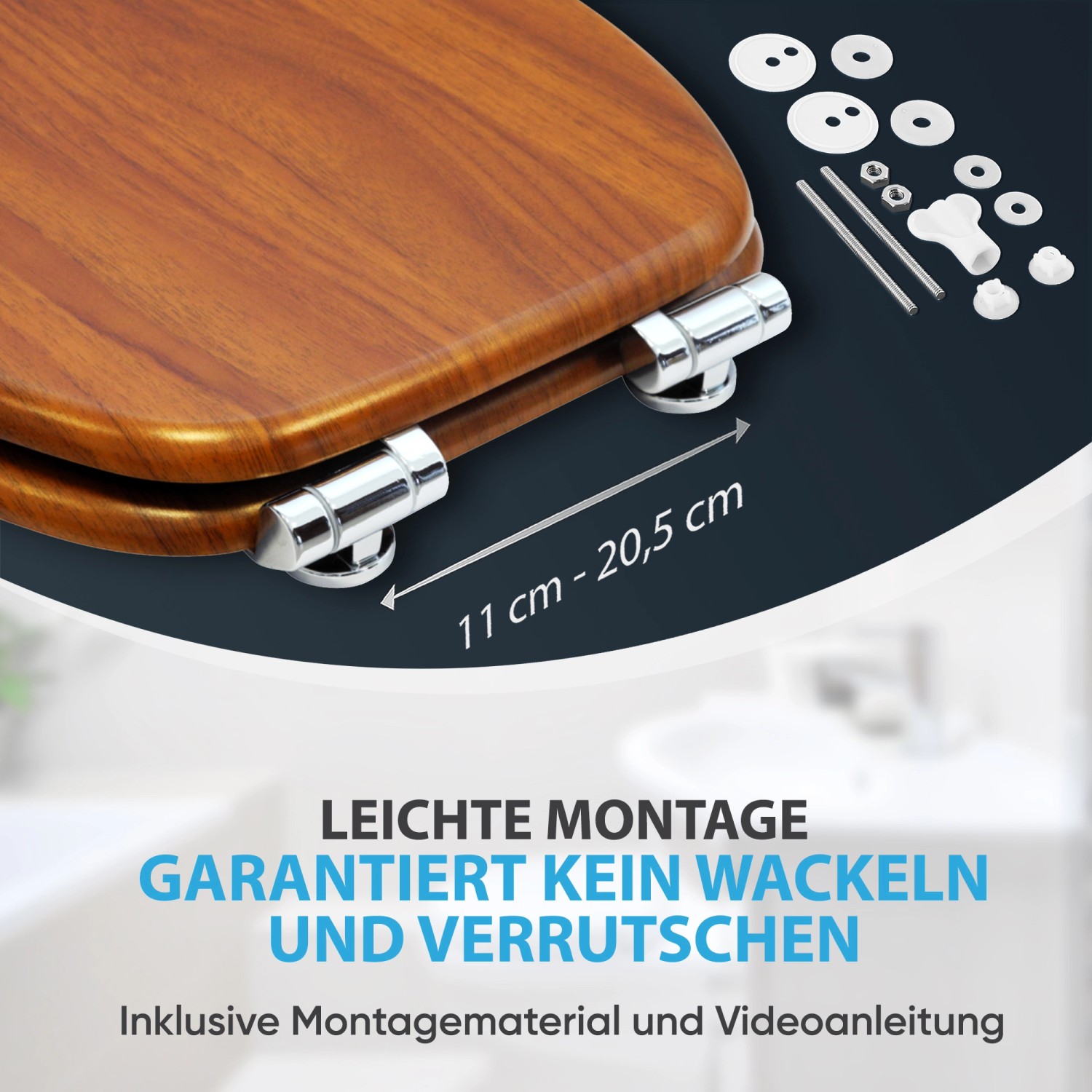 Sanilo WC Sitz mit Absenkautomatik Mahagoni, Hochwertiger und Stabiler Toilettendeckel aus Holz ...