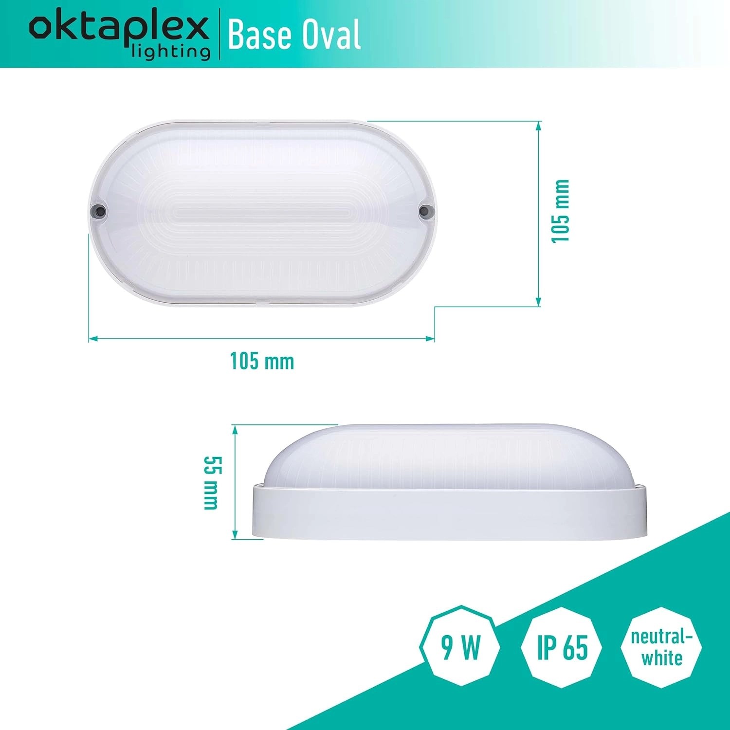 Oktaplex LED Ovalleuchte mit Durchgangsverdrahtung Base 9W 800lm IP65 ...