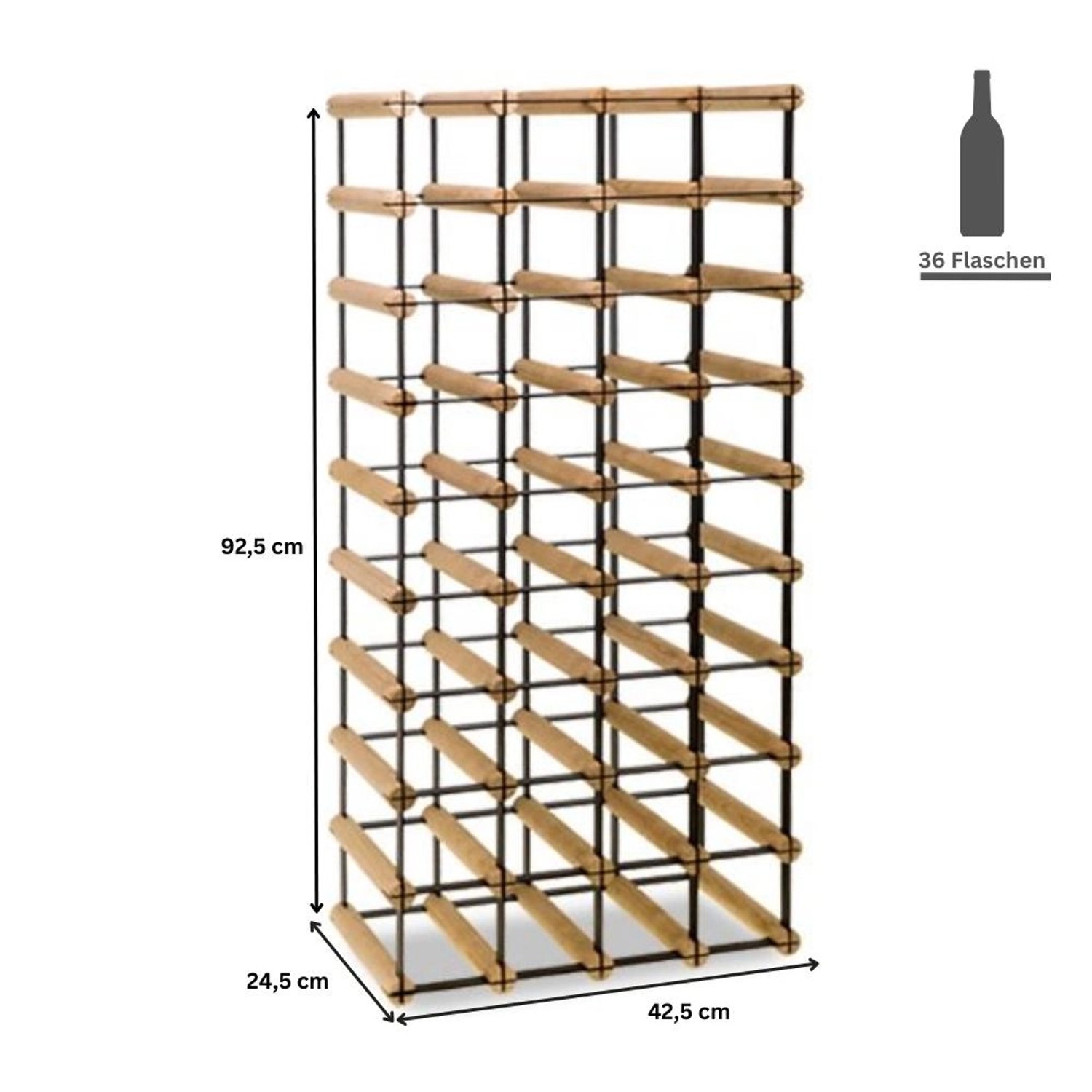 PROREGAL Modulares Weinregal Vinotega Mod Metal HxBxT 92,5 x 42,5 x 24,5 cm 4 x 9 Flaschen ...