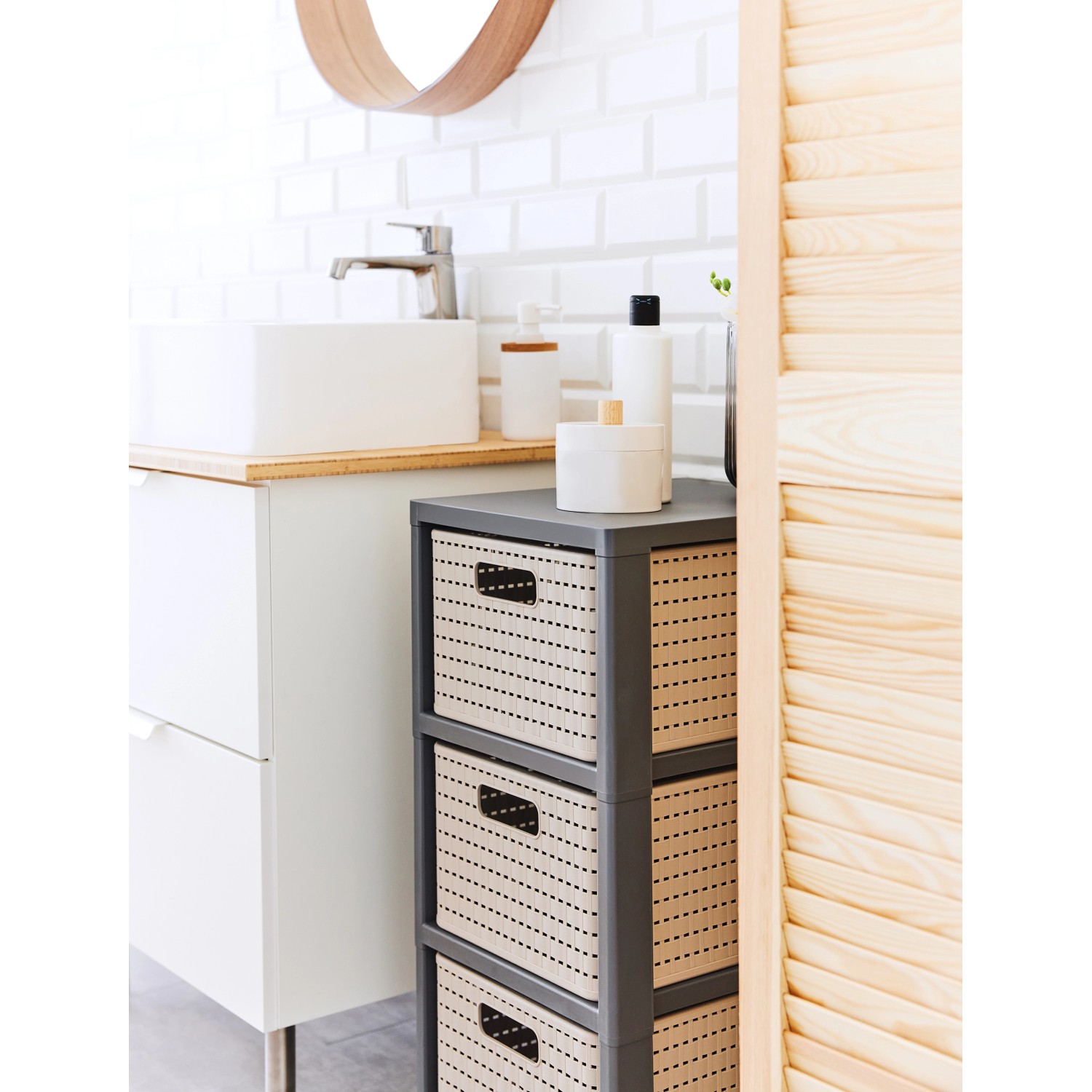 Rotho Tower mit Rollen Country 3 x A4 Cappuccino kaufen bei OBI