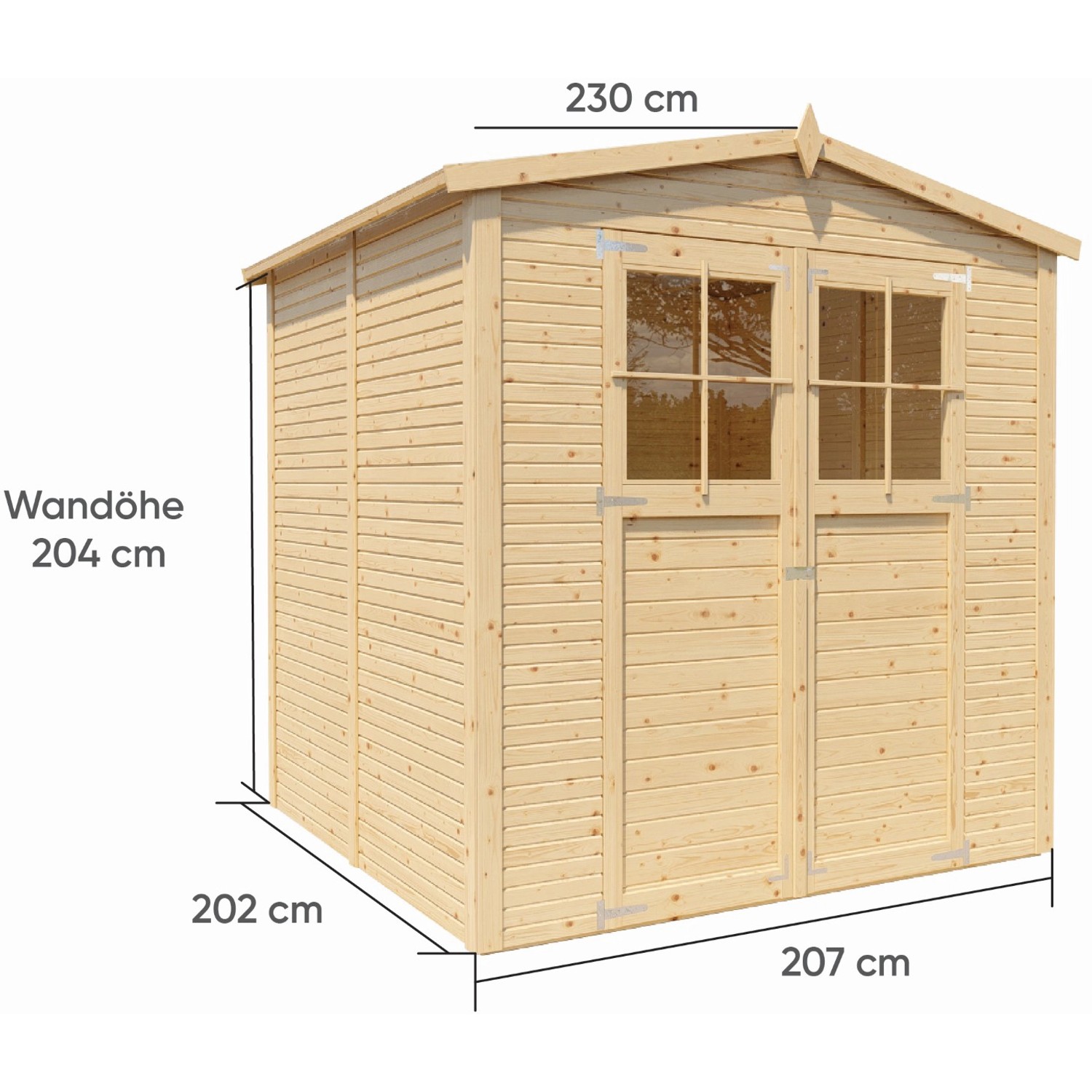 Bertilo Gerätehaus Plexi Apex 3 Natur 202 cm x 207 cm FSC® kaufen bei OBI