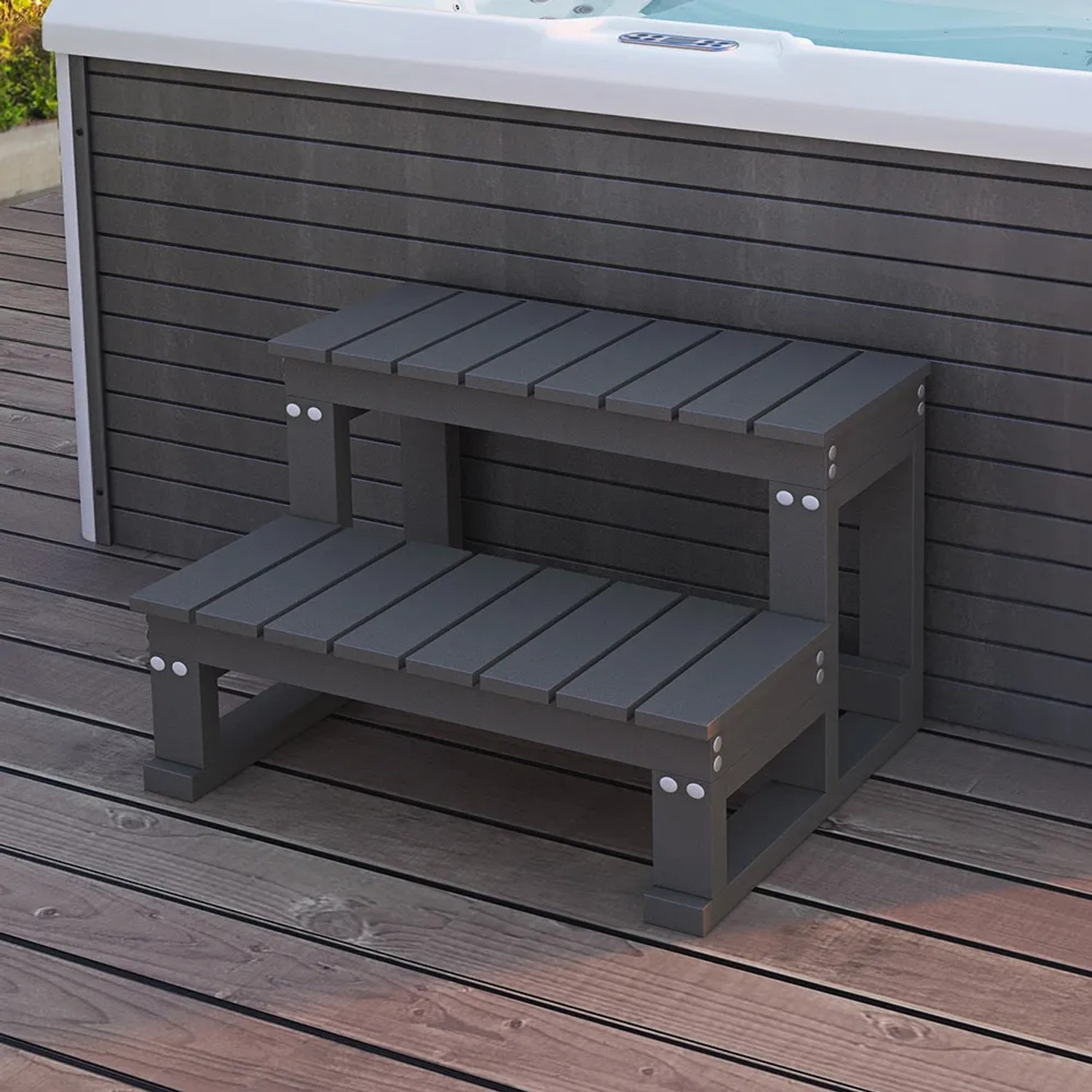 Home Deluxe Whirlpool-Treppe WPC 62 x 54 x 40 cm Anthrazit kaufen bei OBI