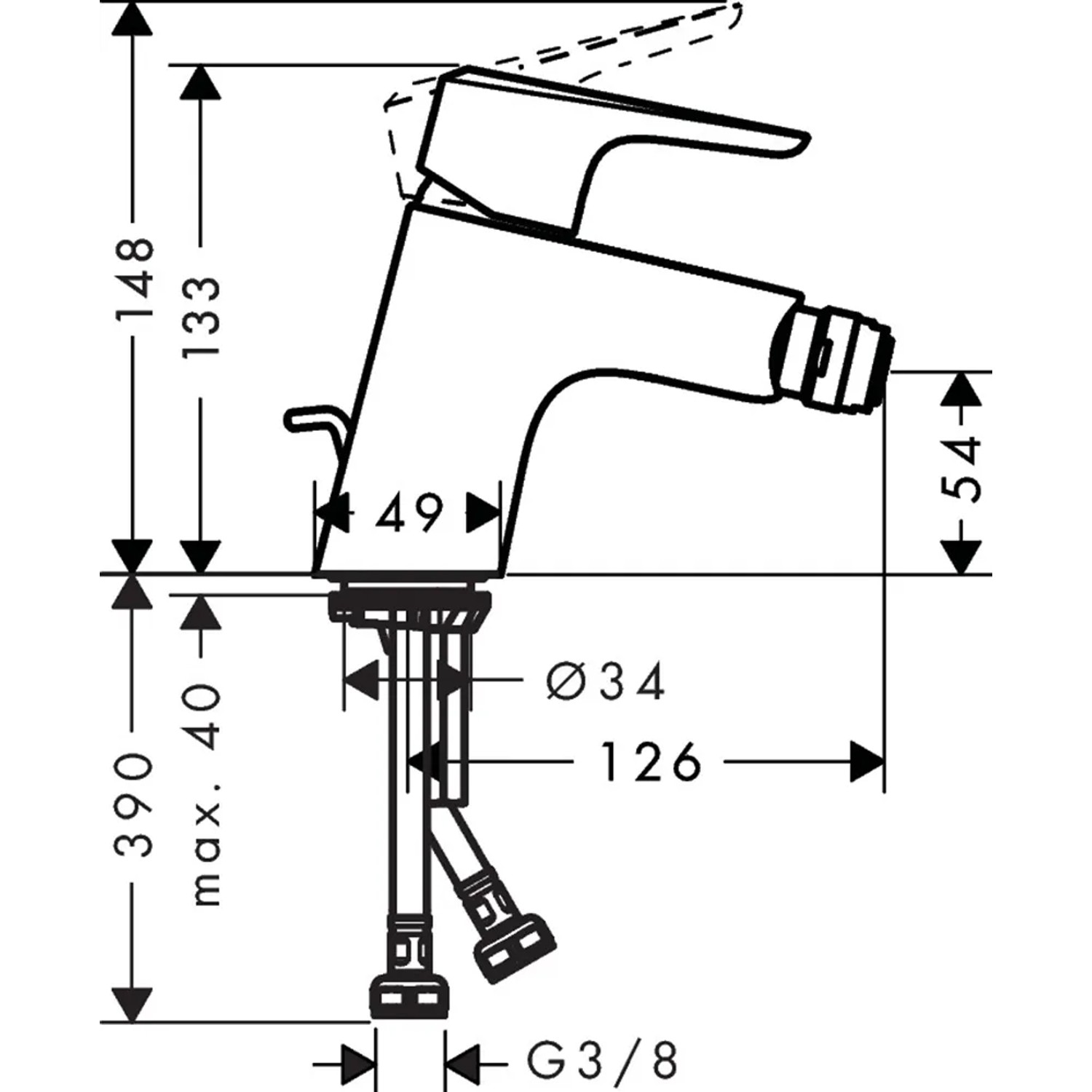 Hansgrohe Einhebel-Bidetmischer Ecos 50 mit Zugstangen-Ablaufgarnitur ...