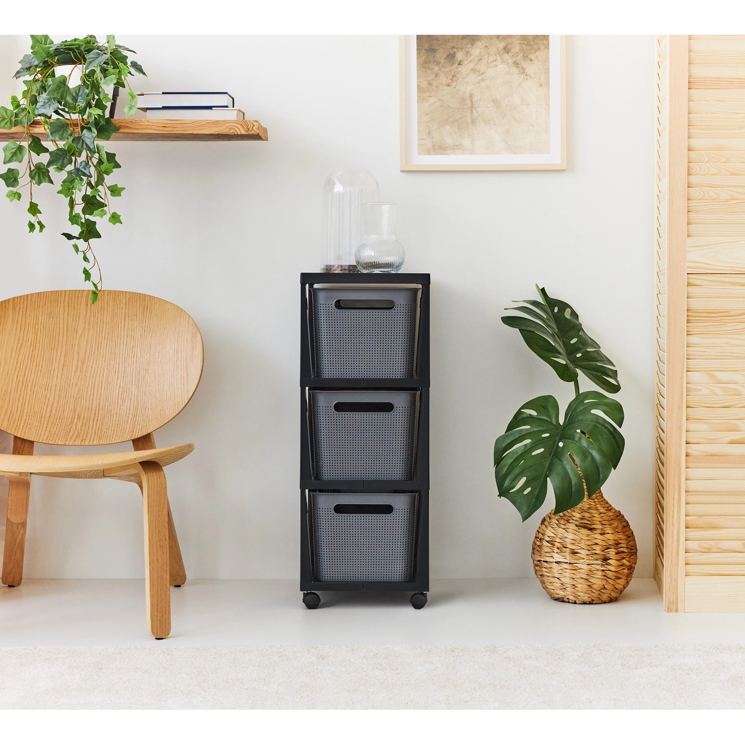 Rotho Tower mit Rollen Brisen 3 x 16 l Anthrazit kaufen bei OBI